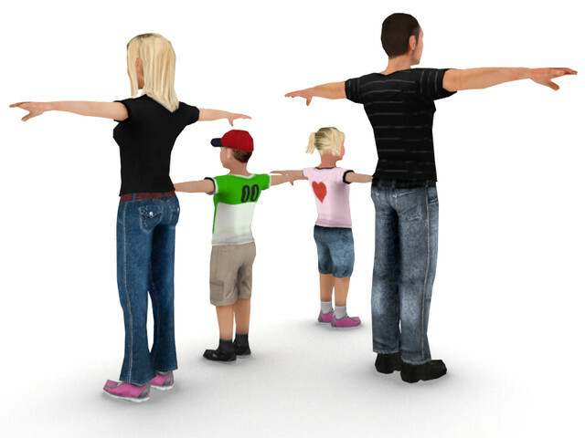 Noman Aslam - low poly family character 3d model rigged and animated