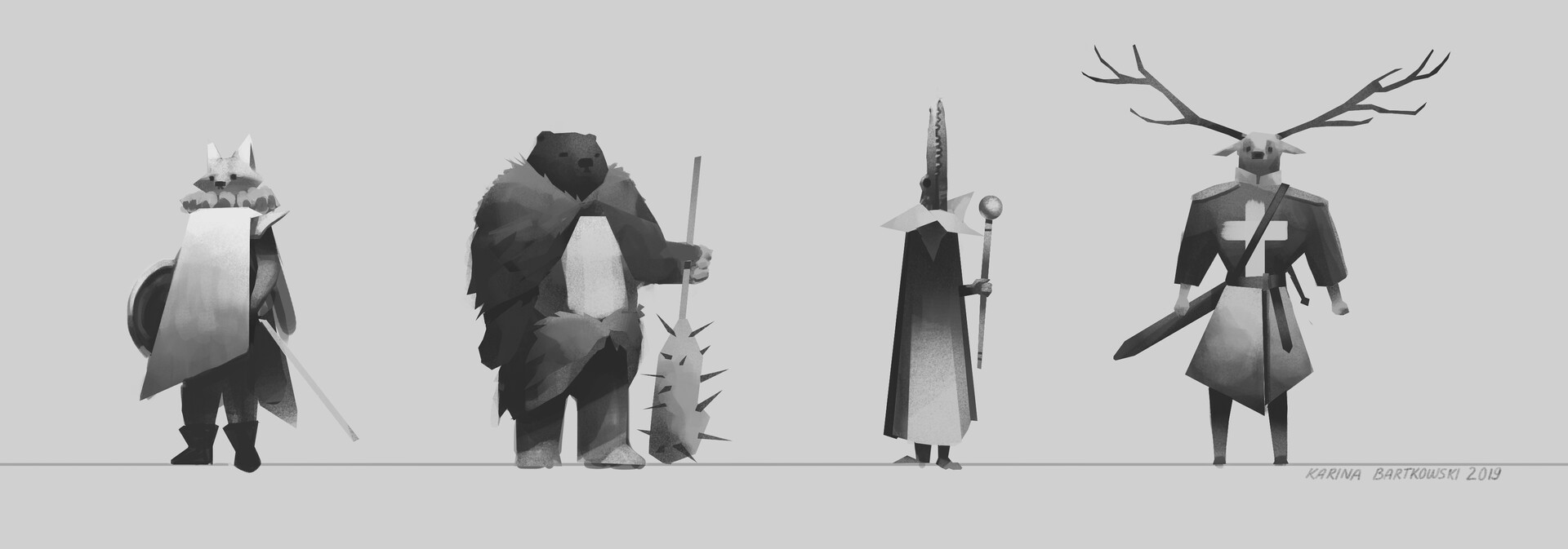 ArtStation - RPG party, animals (personal art)