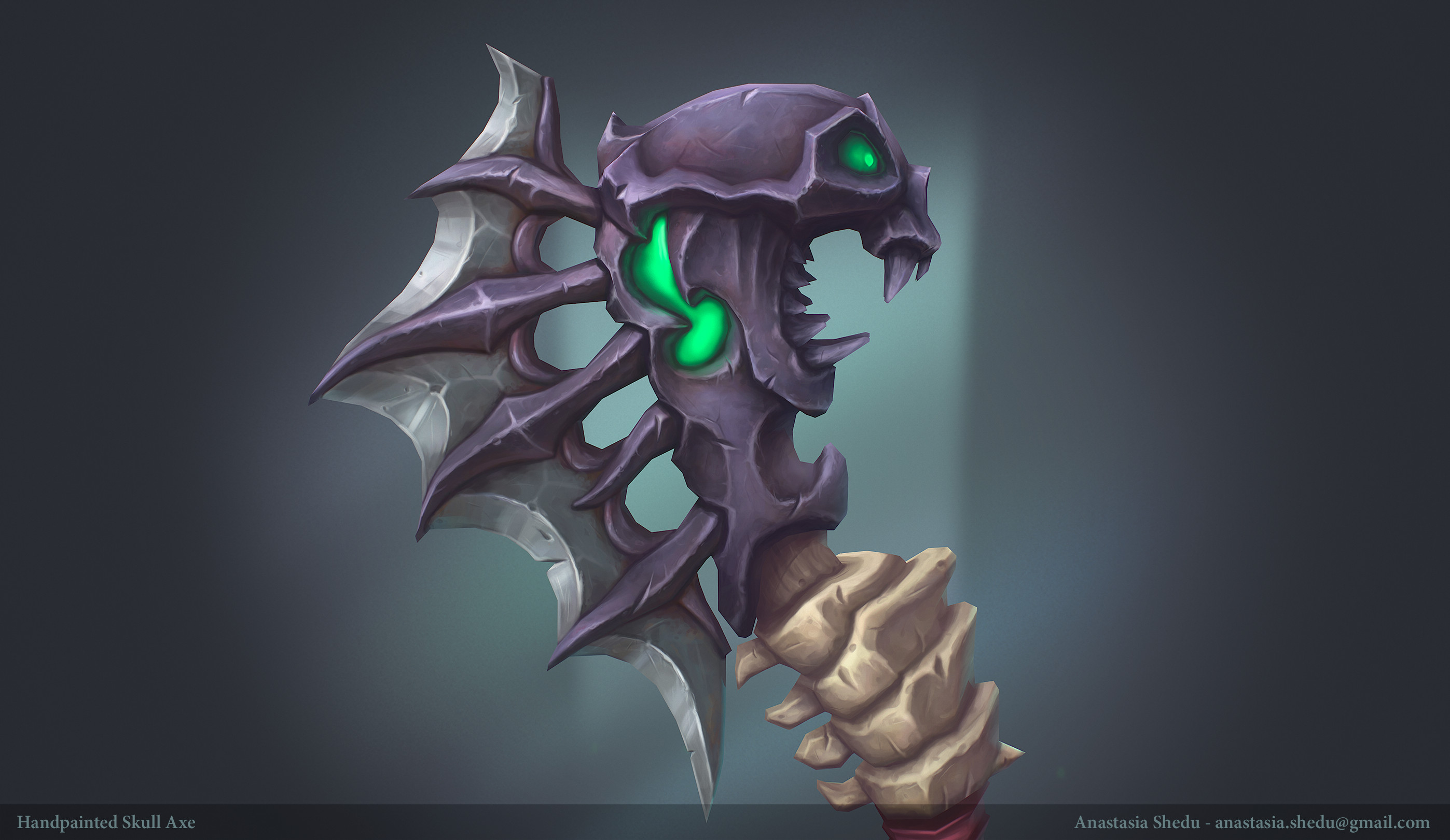 3D Art by Anastasia Shedu - Handpainted Skull Axe