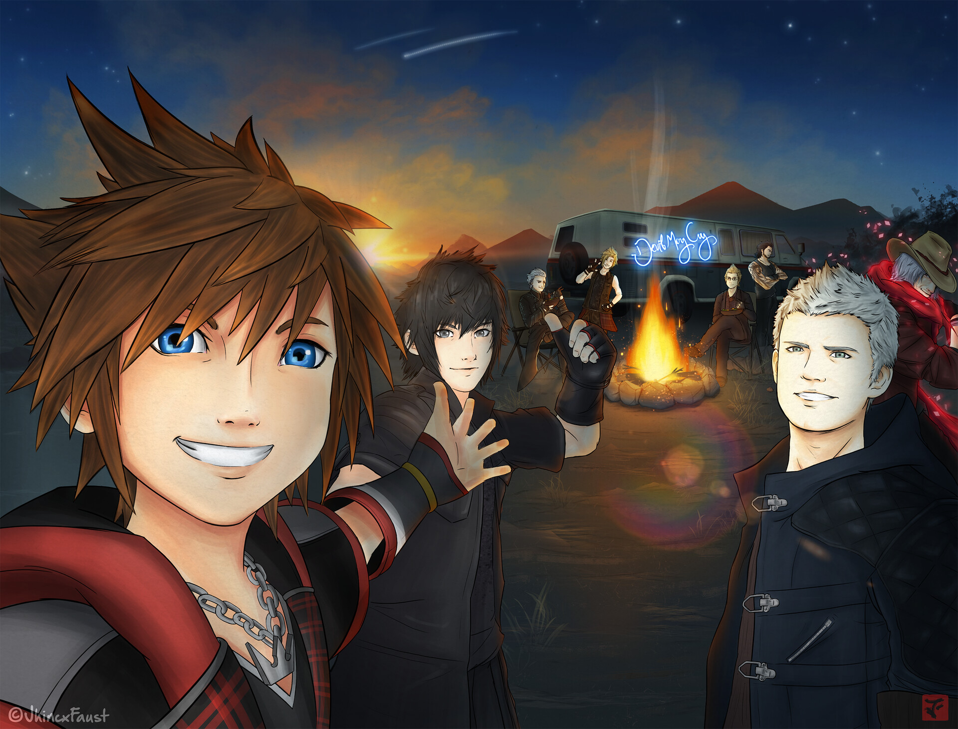 ArtStation - The Boys go Camping - KH3 x FFXV x DMCV