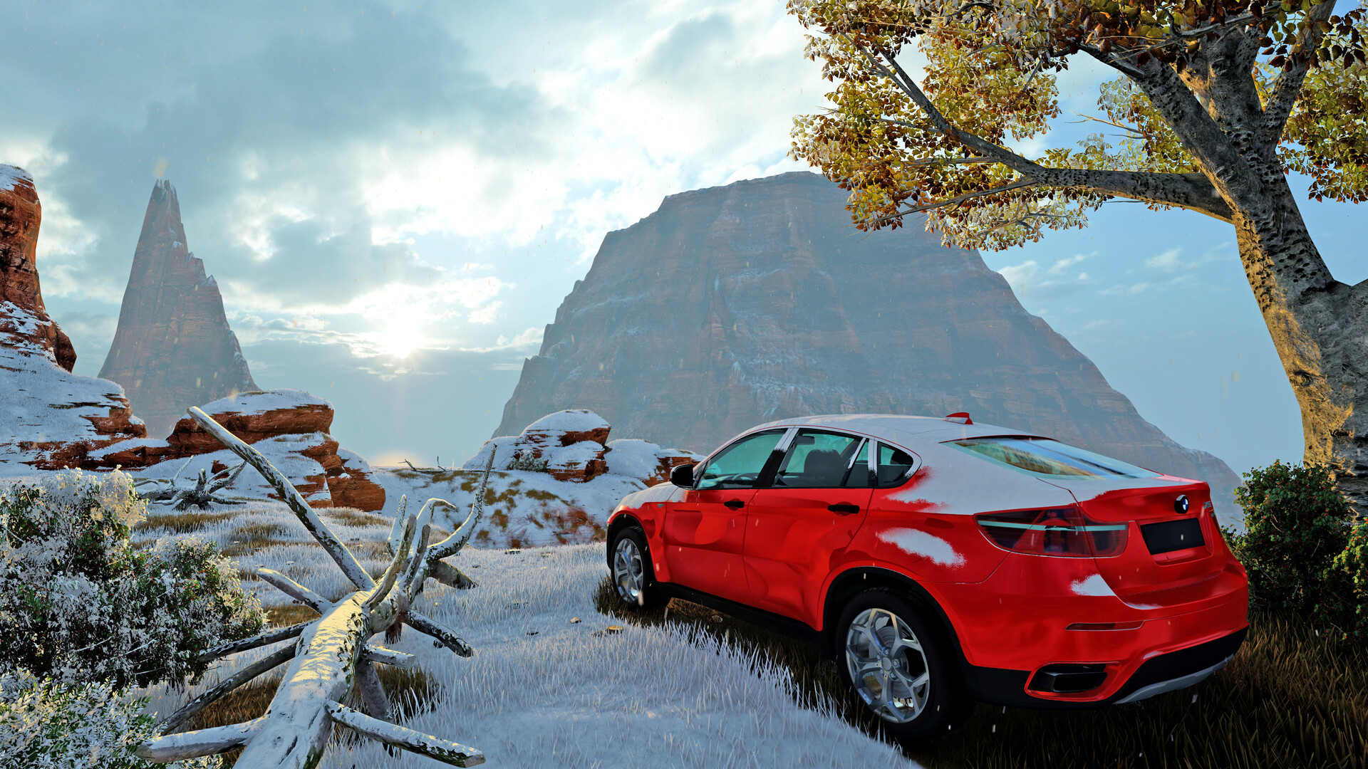 ArtStation - Winter Mountain Scenery with BMW Car
