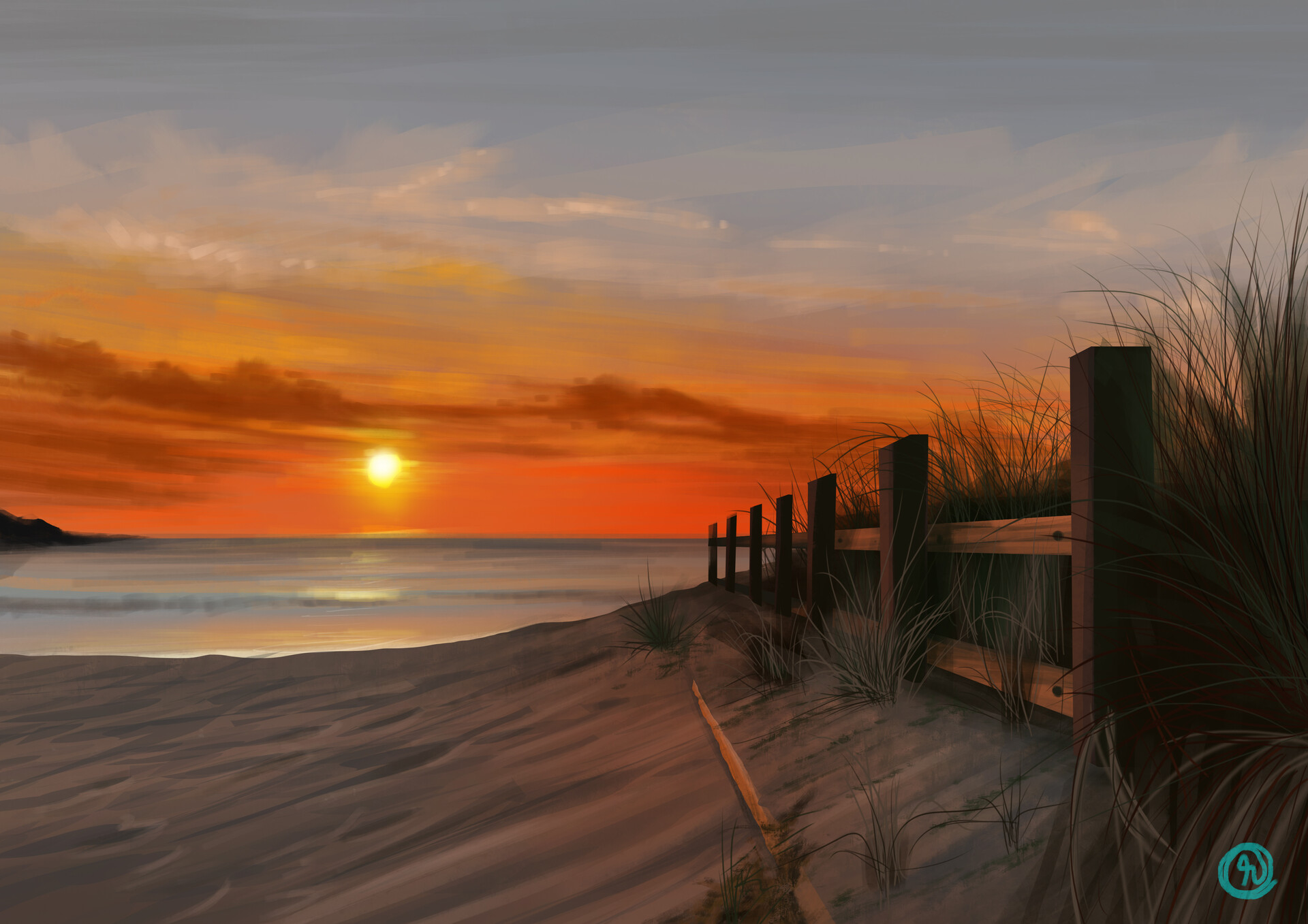 ArtStation - beach sunset