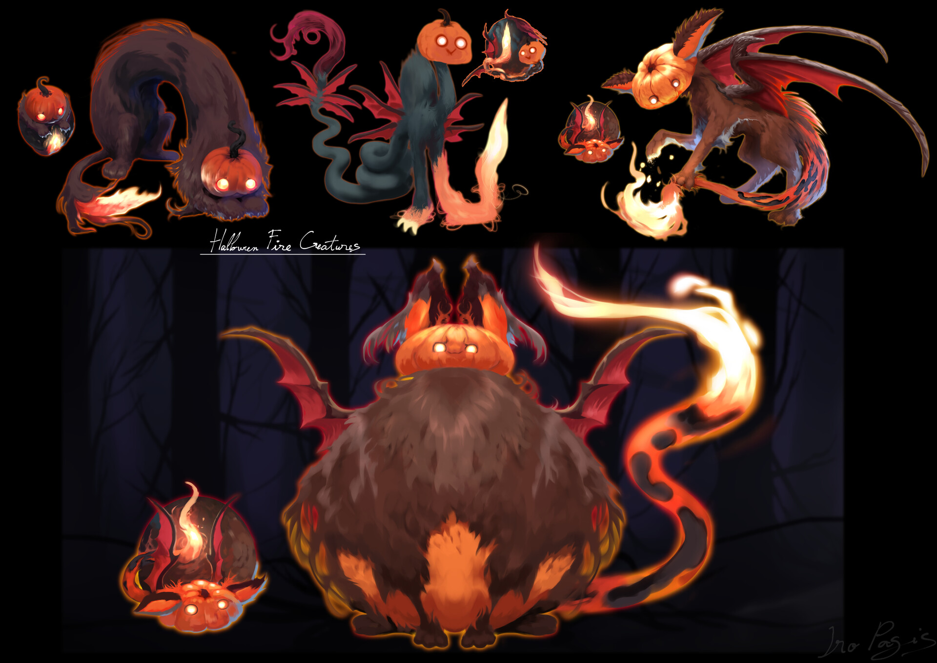 ArtStation - Haloween Fire Creatures