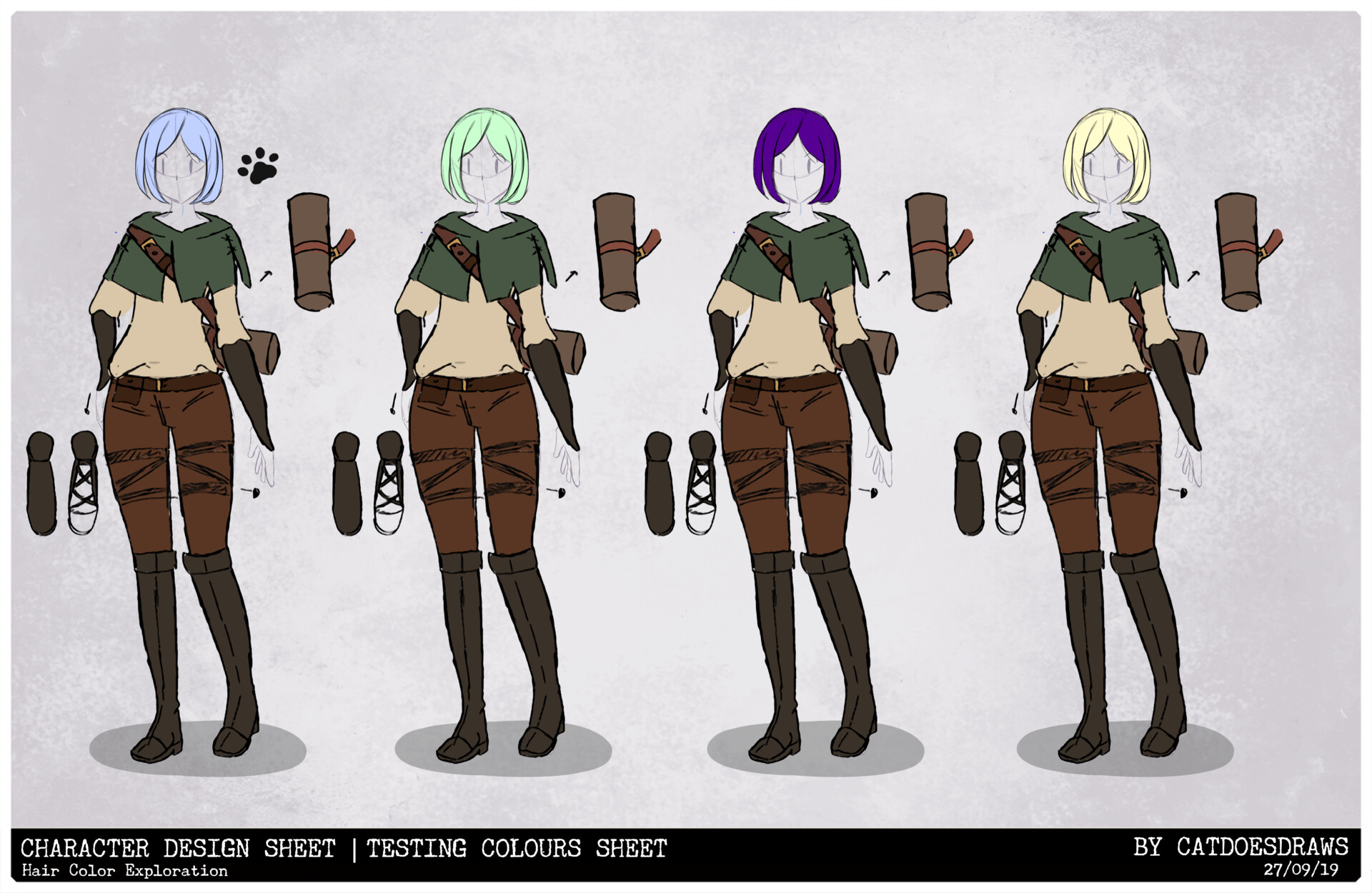 Catdoesdraws - [Character Design] Elf sketch and colour test phase ...