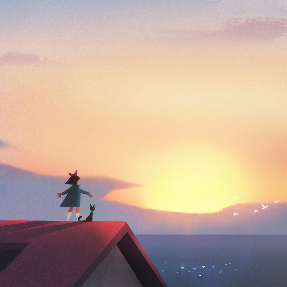 ArtStation - Kiki's Rooftop - Sunset
