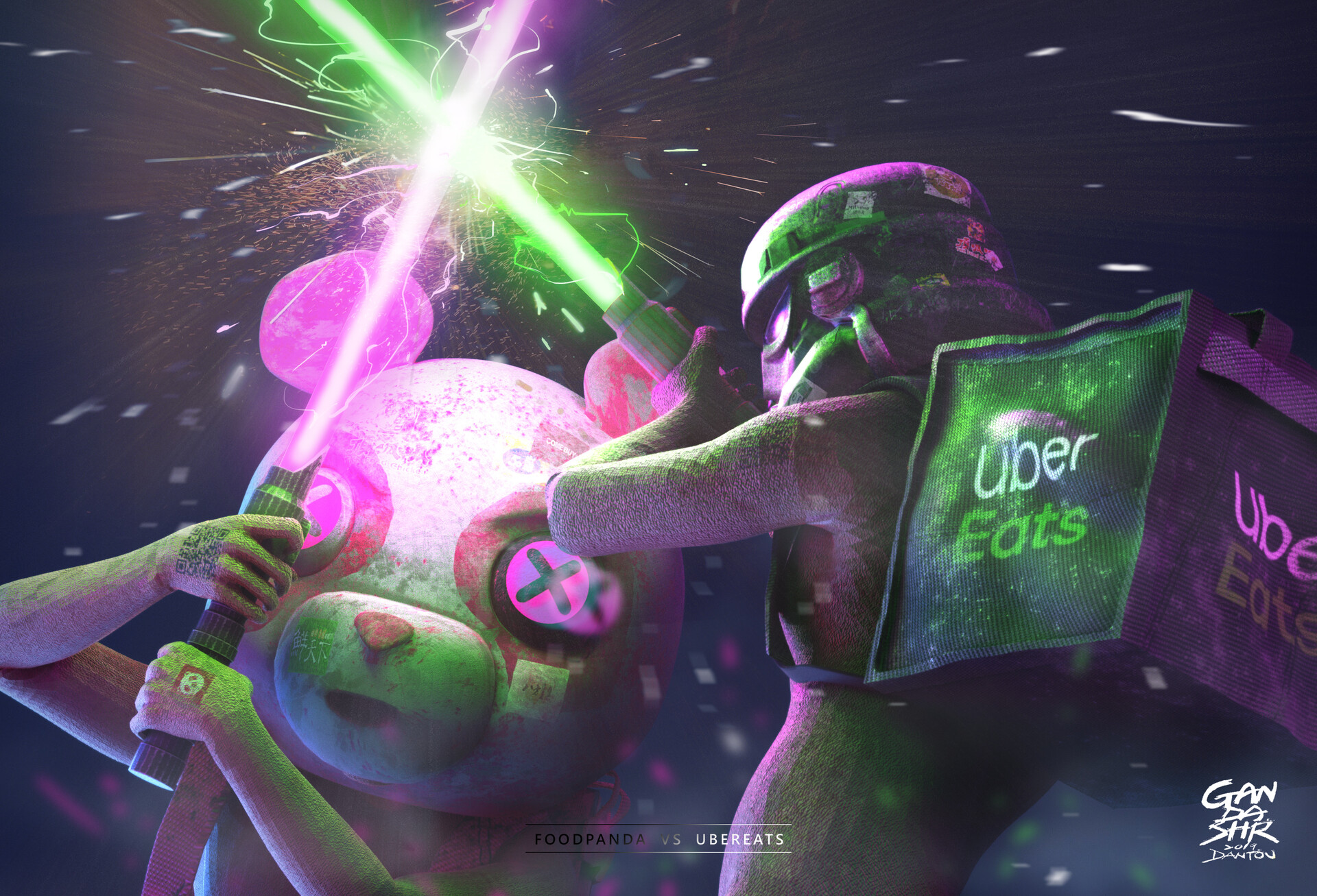 ArtStation - 《FOODPANDA VS UBEREATS》