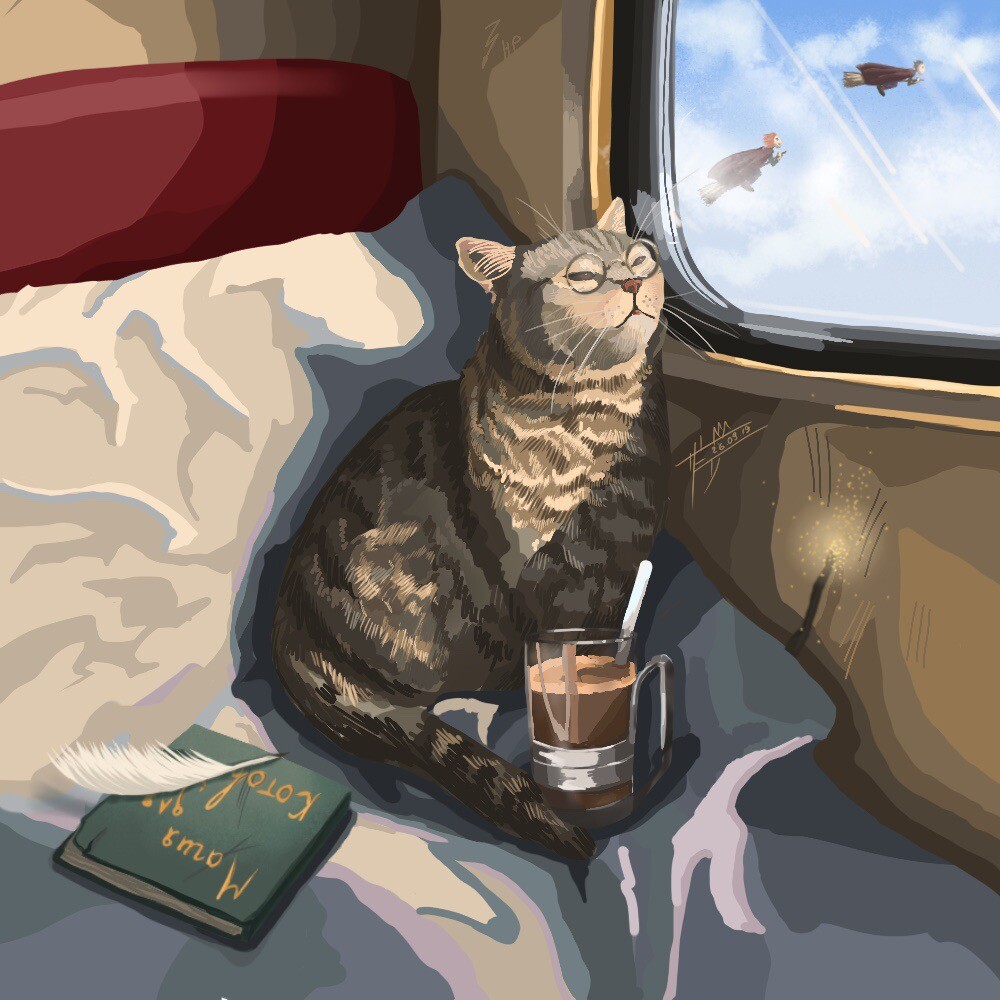 ArtStation - The magic cat, which back to school