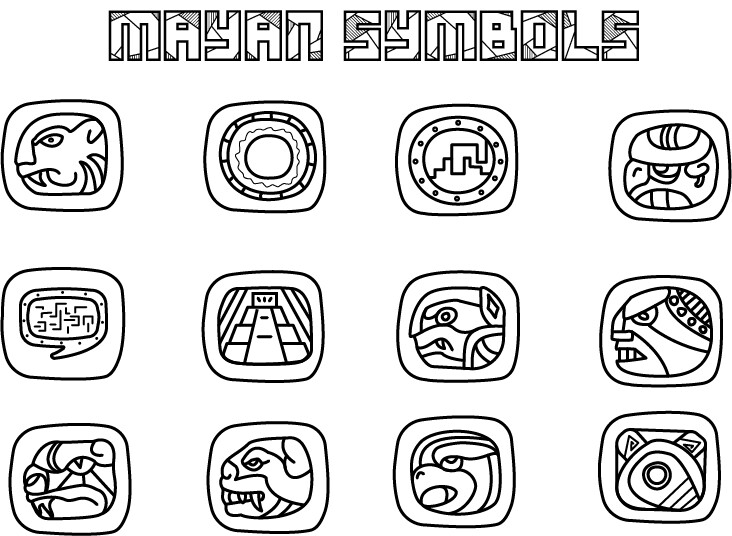 mayan symbols coloring pages