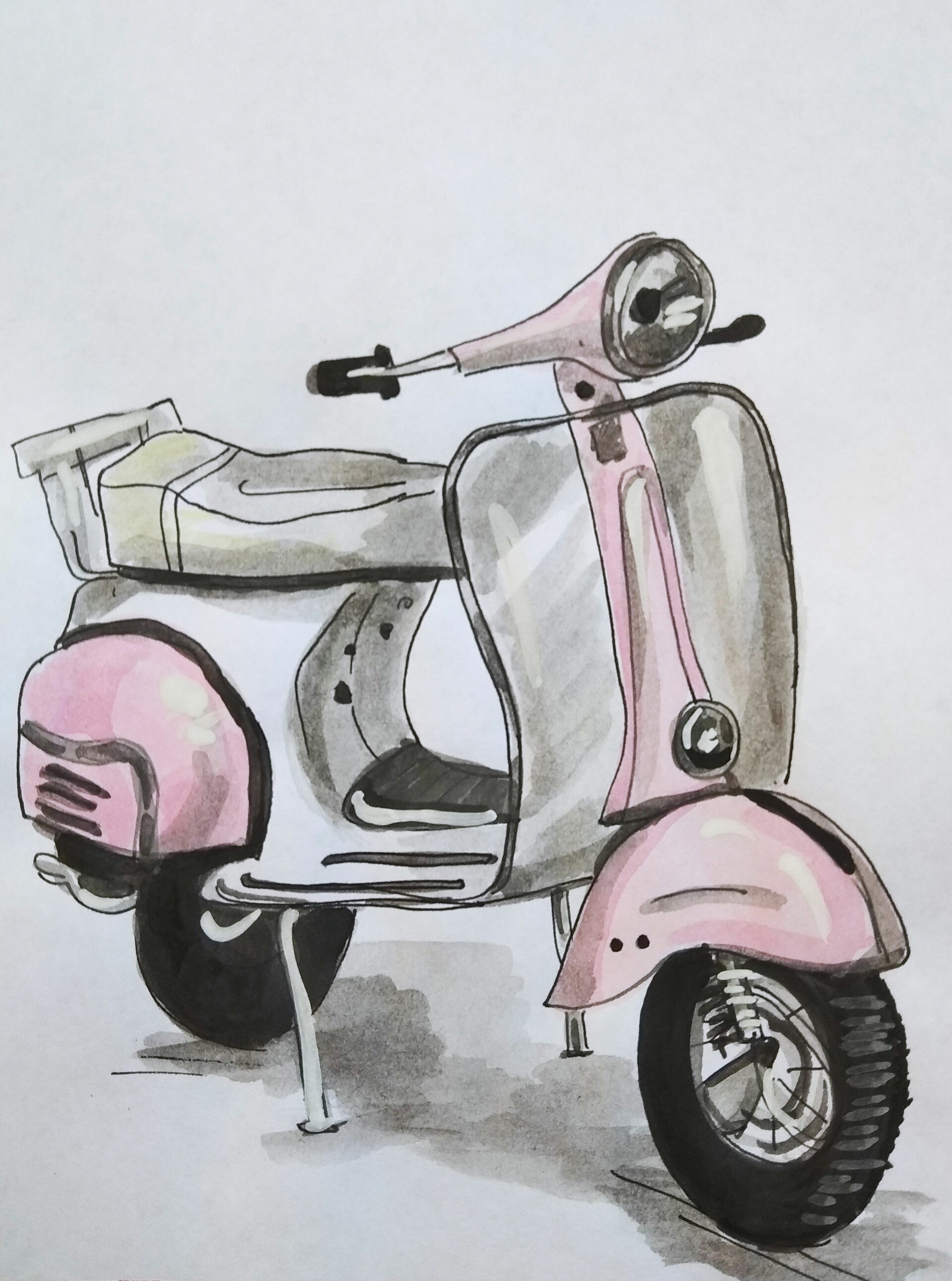 ArtStation - Pink retro motorcycle