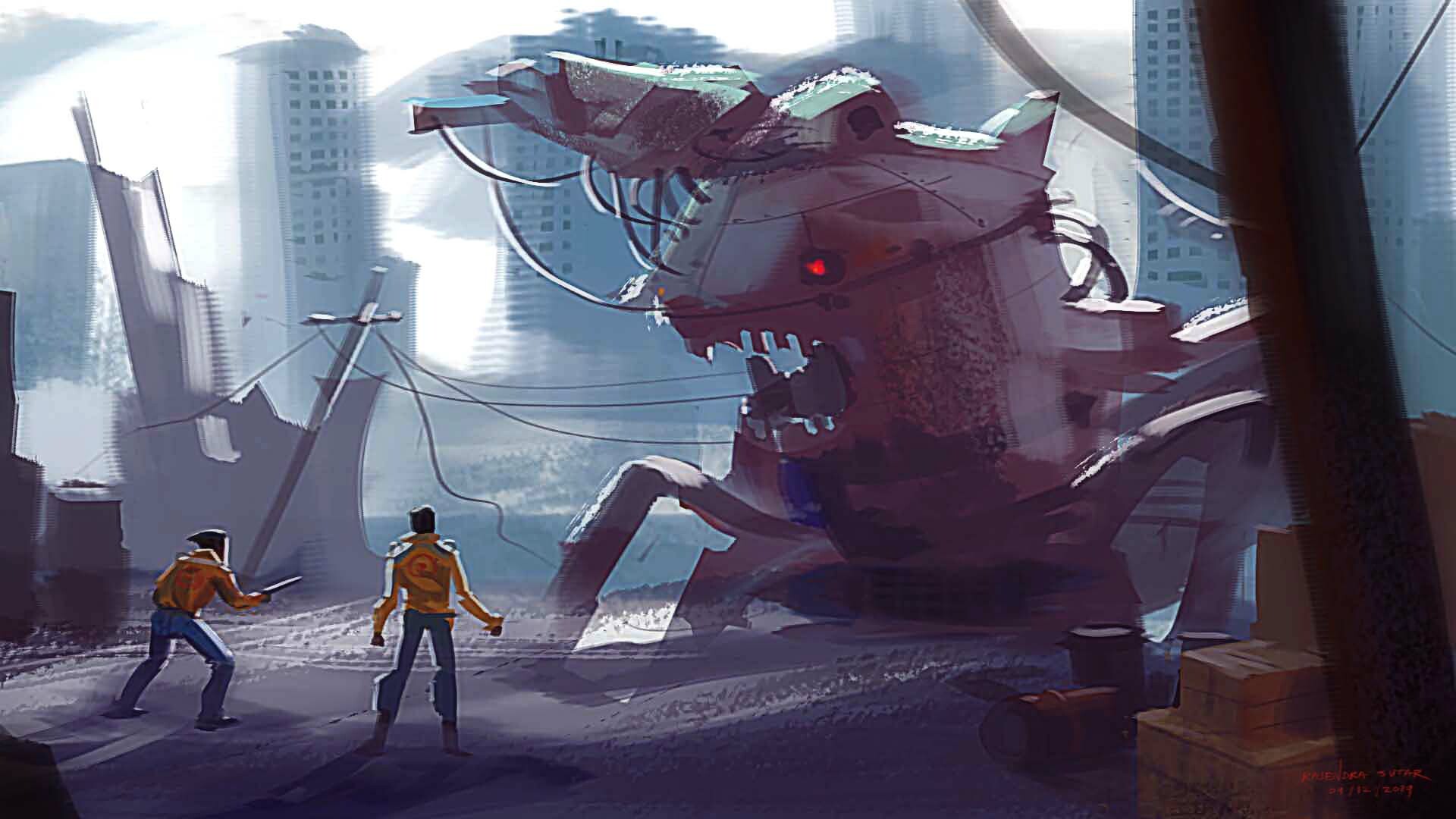 ArtStation - Jung Monster Attack on city