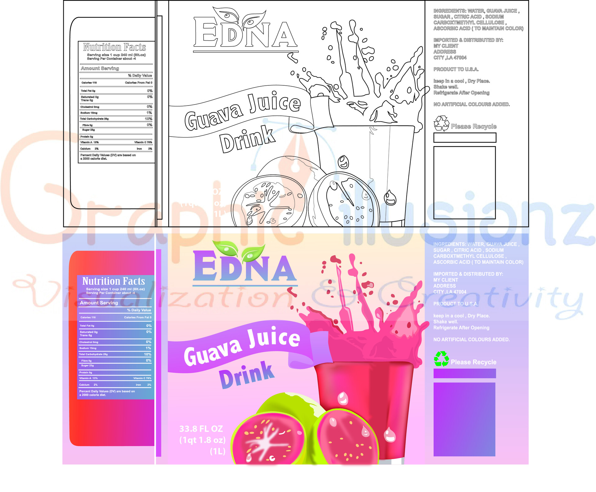 ArtStation - Guava juice beverage label