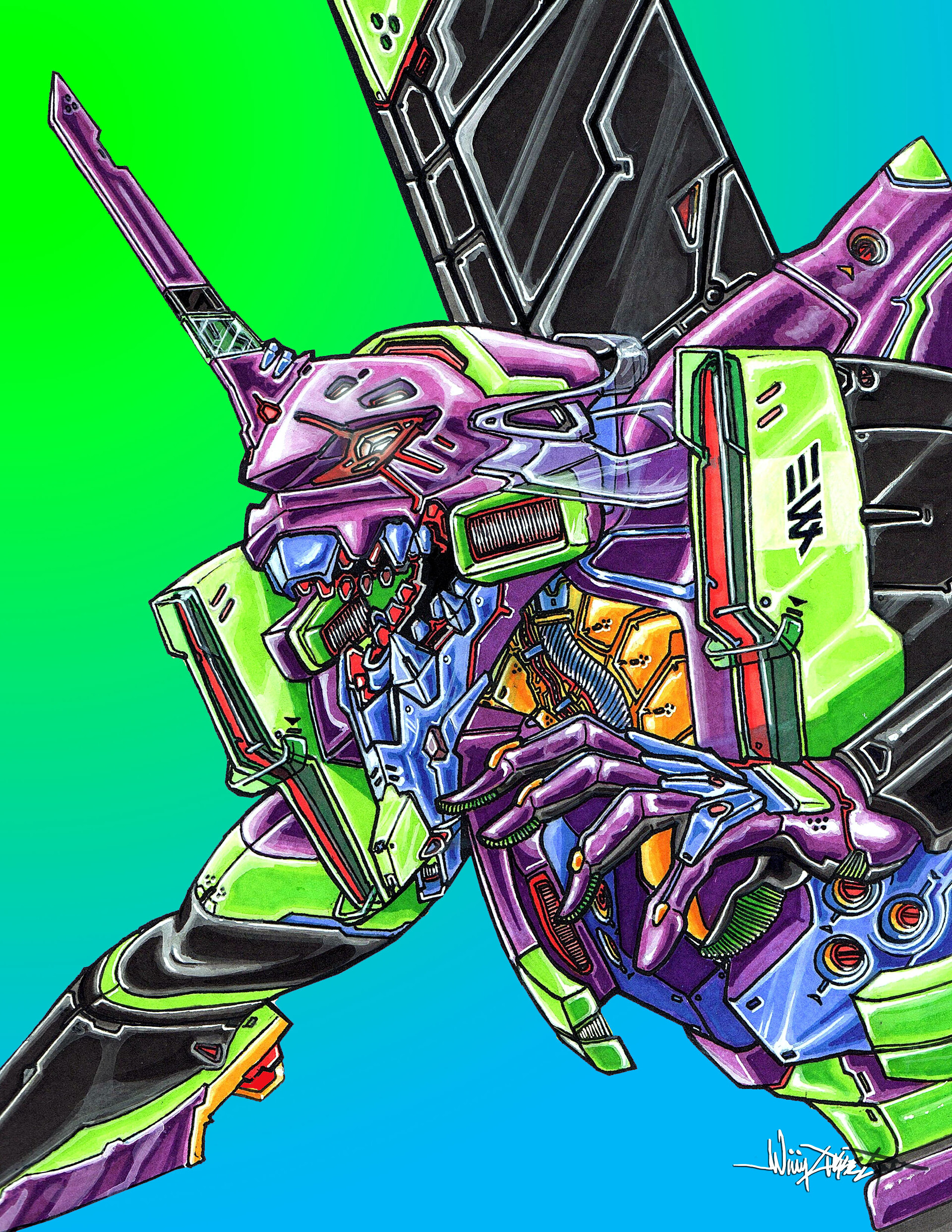 ArtStation - EVA-01 Test Unit Fanart (Blue/Green Version)