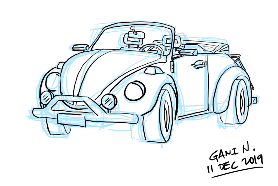 vw bug drawing