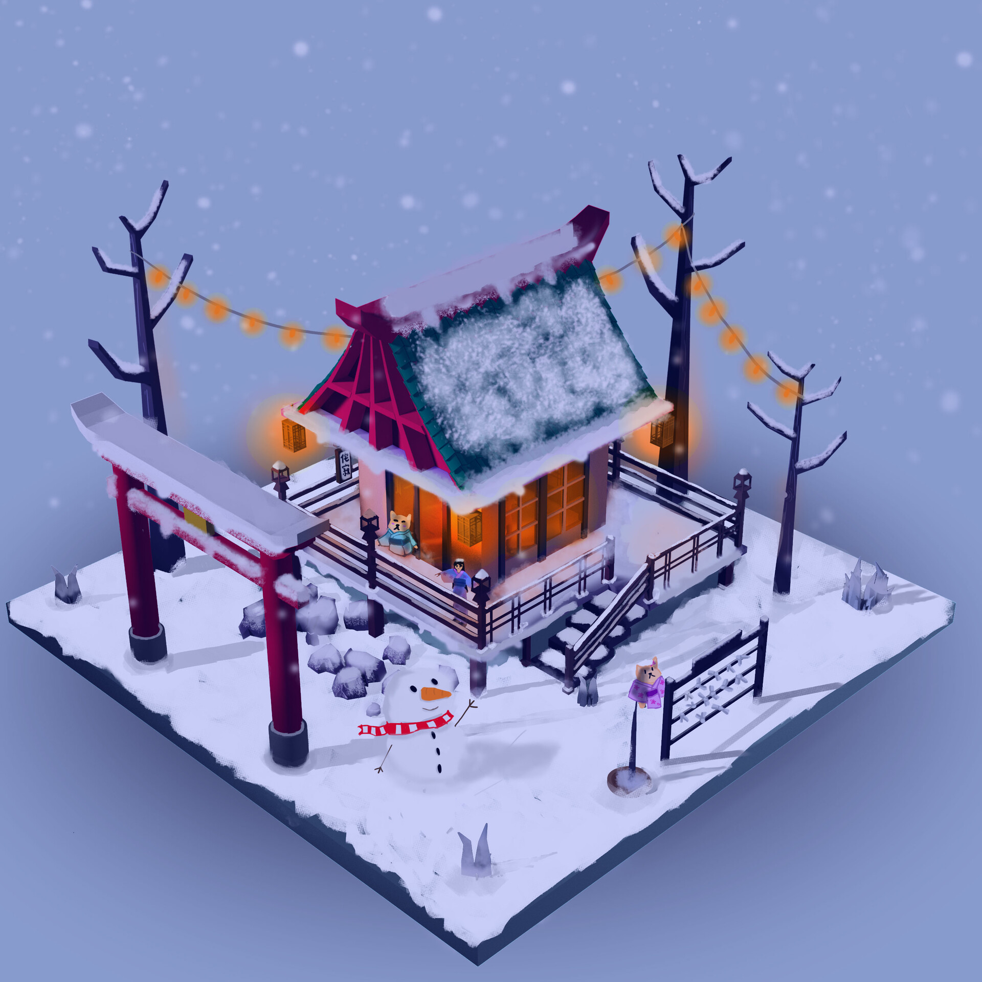 ArtStation - Isometric Japanese Temple - Digital Painting