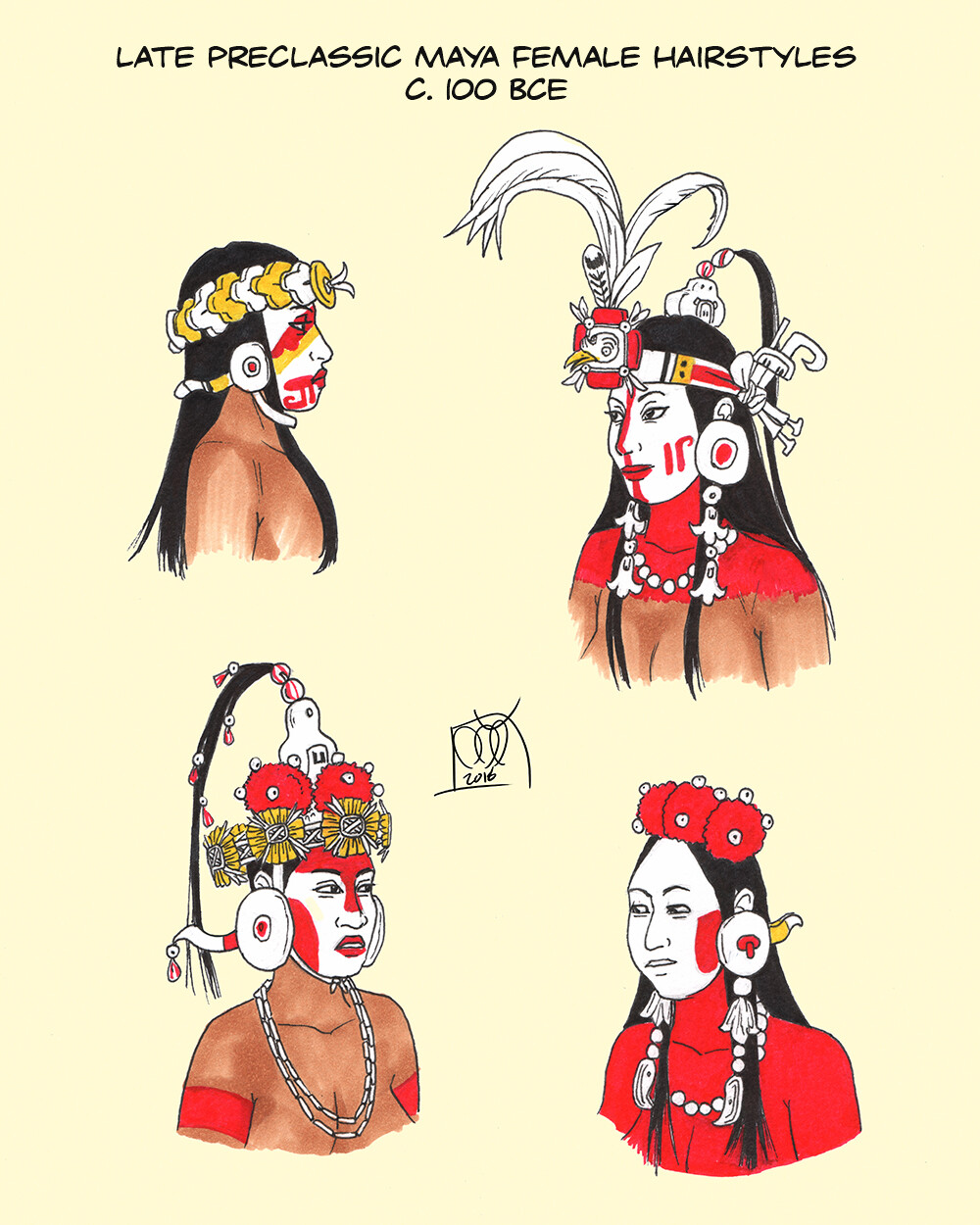 ArtStation - Preclassic Maya hairstyles