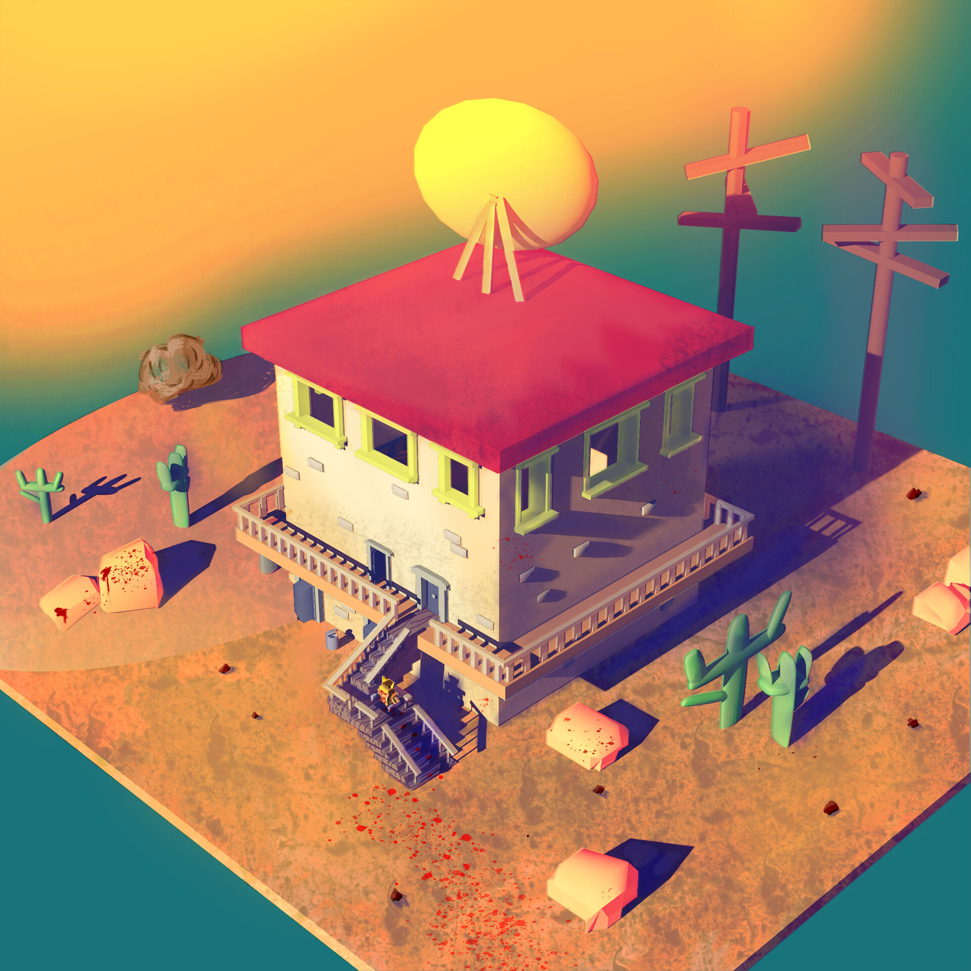 ArtStation - 3D Isometric House, but painted