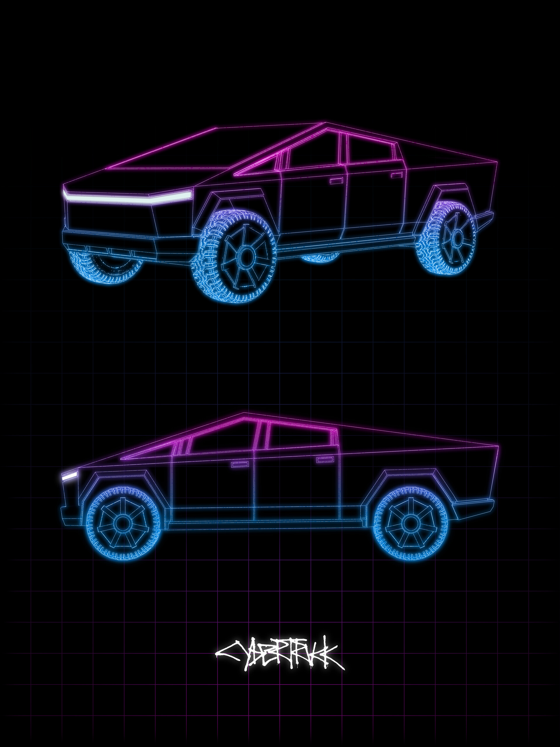 ArtStation - Cybertruck Retro Wall Art
