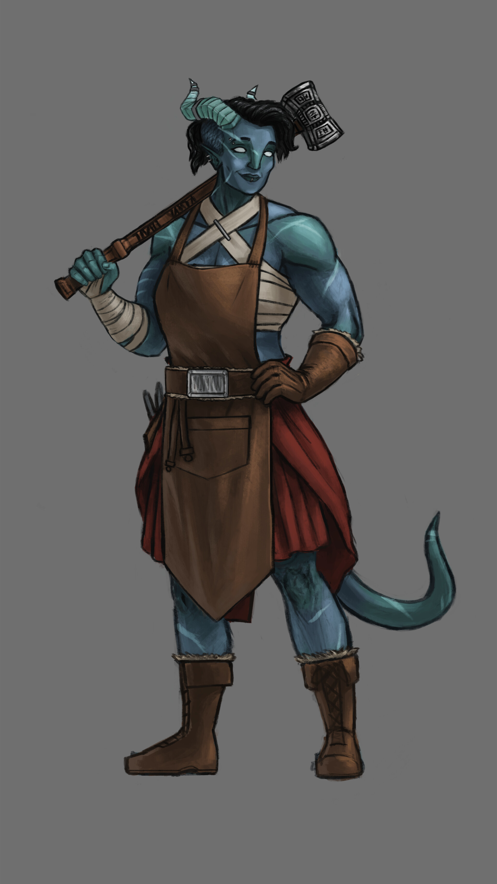 ArtStation - Tiefling Barbarian Blacksmith - Redesign