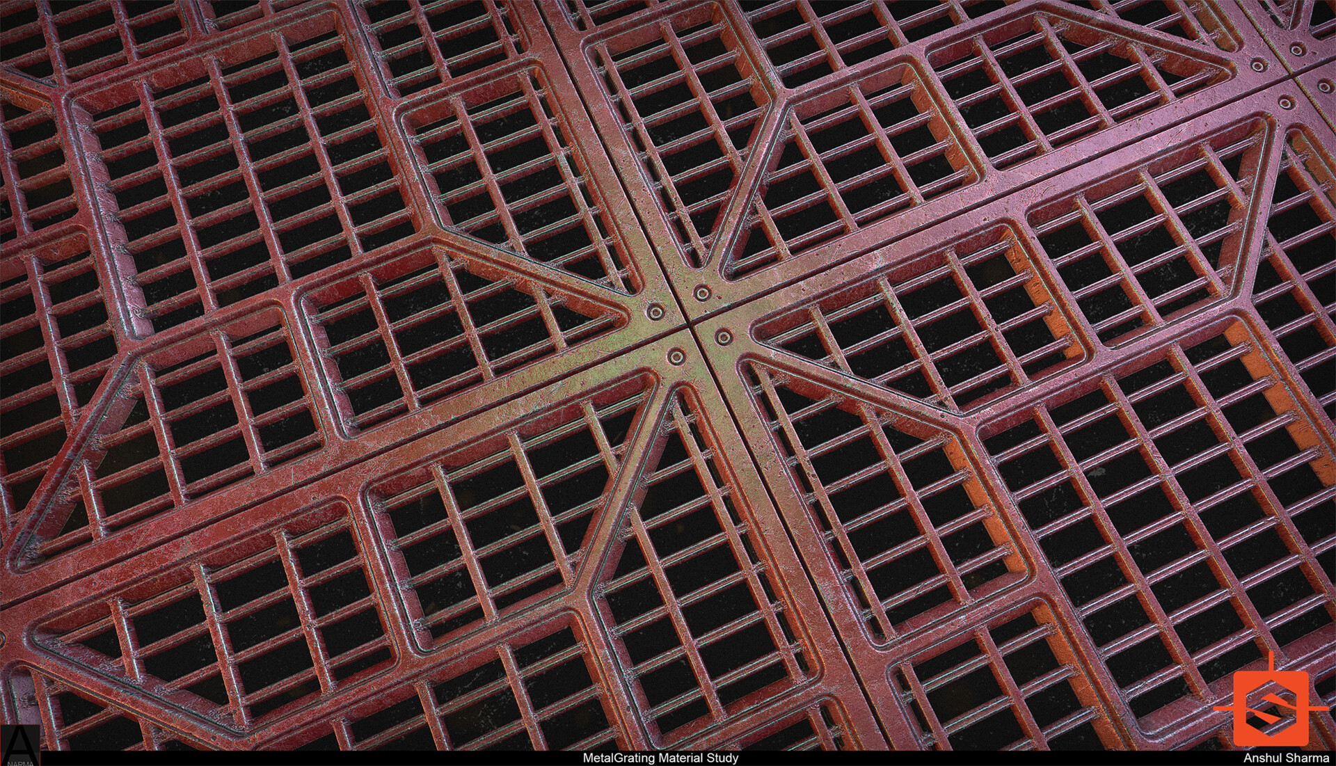 Anshul Sharma - Painted_Metal_Grating Material Study I Substance Designer