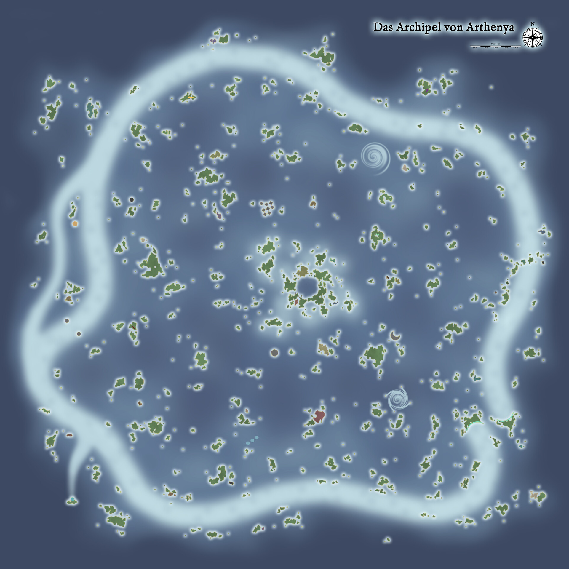 ArtStation - Numenera - Map of "The Pearl" (Arthenya's Archipelago)