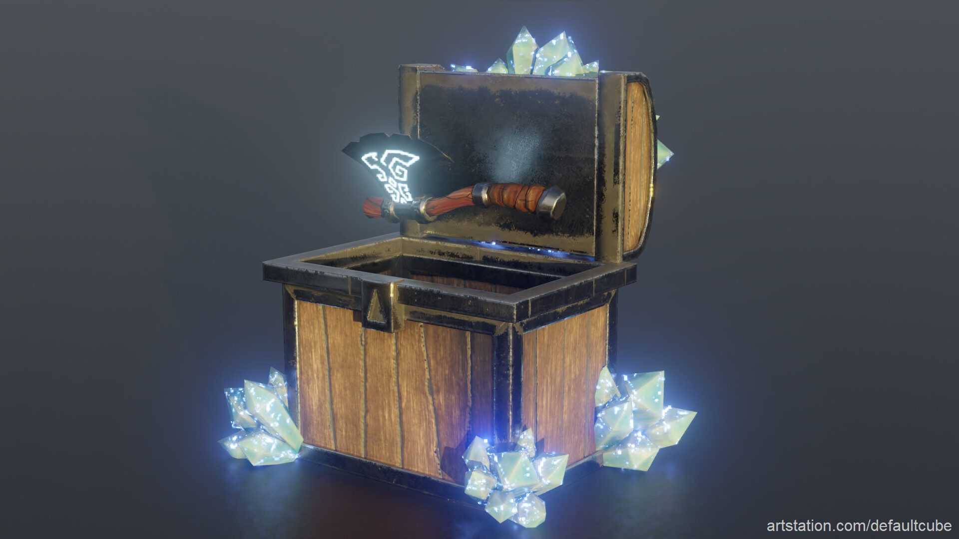 ArtStation - Loot chest with battle axe