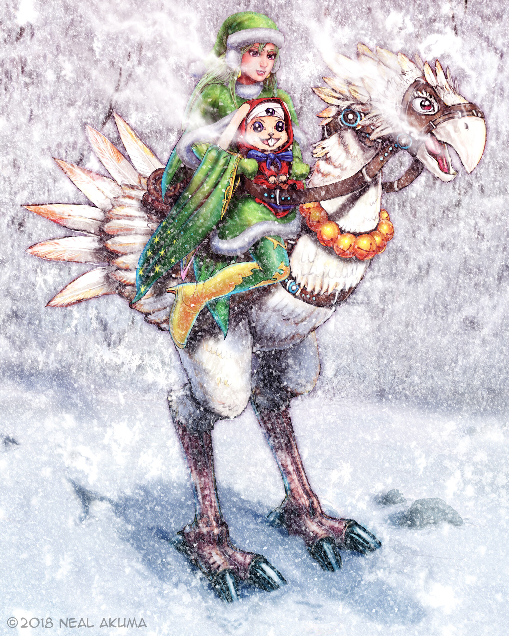 ArtStation - Rydia and Namingway Holiday art