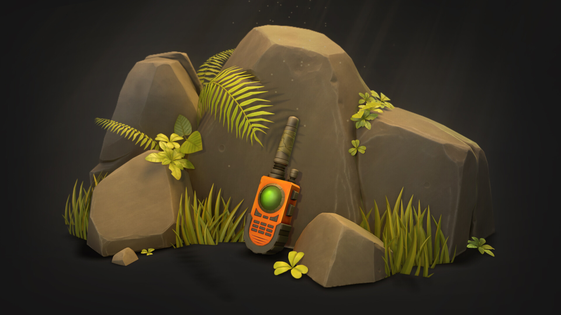 ArtStation - Stylized Radio with Rocks and Foliage