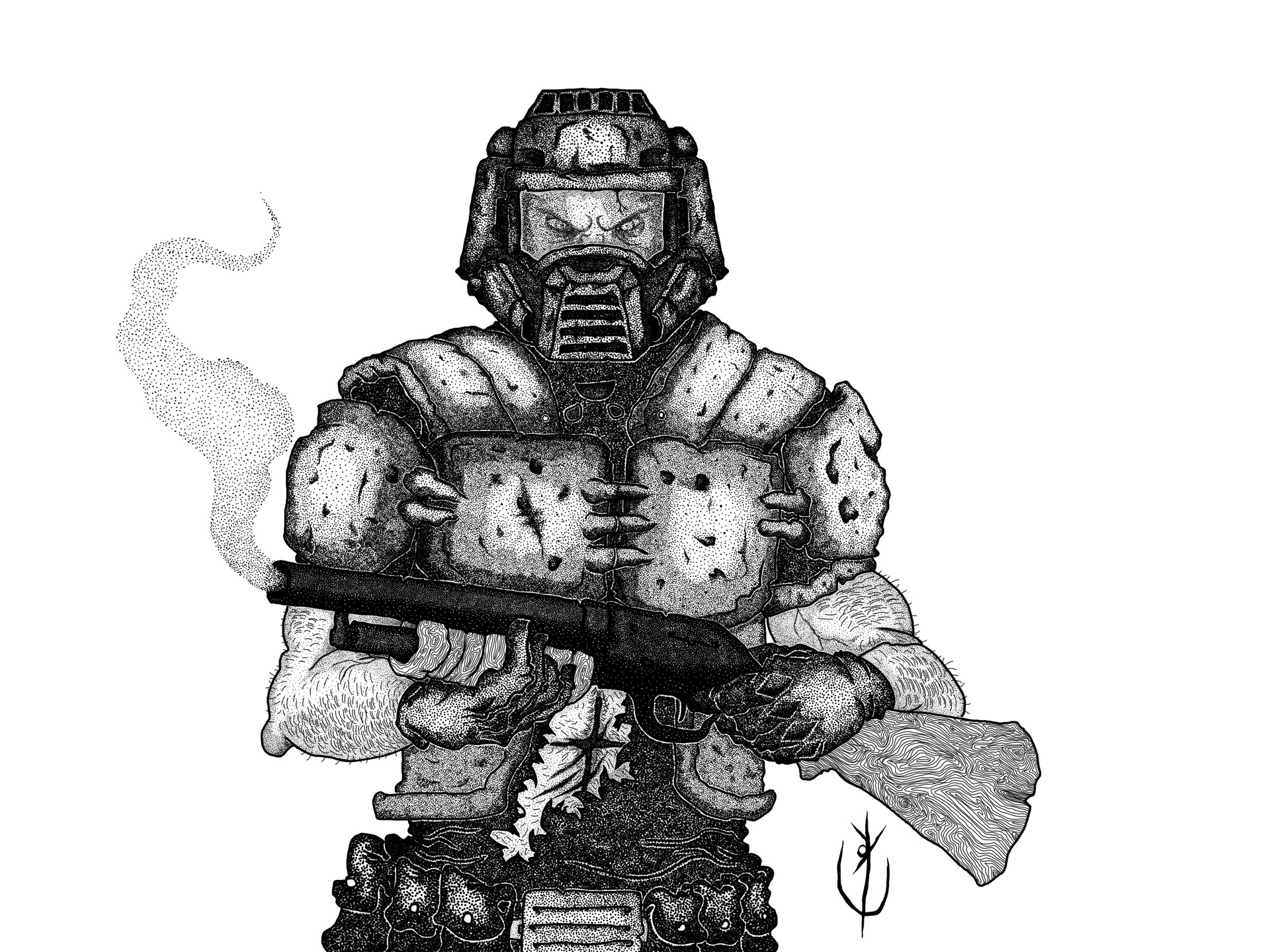 Yuri Perkowski Domingos - Doomguy - Doom 1993 Fanart