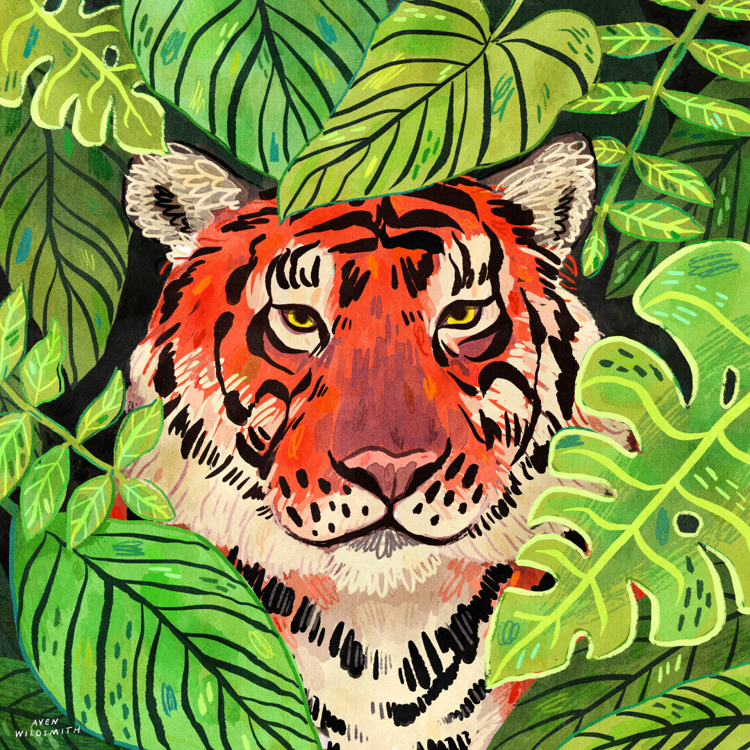 ArtStation - A Tiger In The Leaves