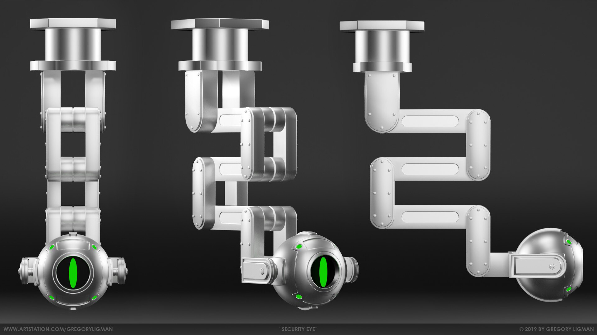 Gregory Ligman - Robot Security Eye - Character Design Sheet