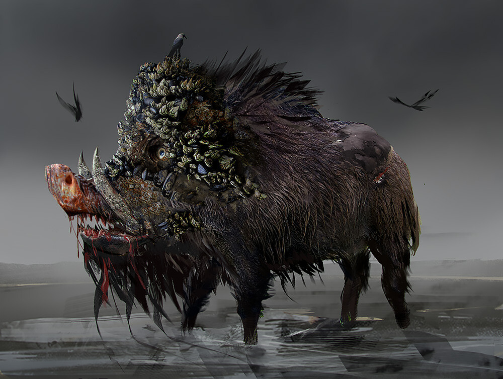 ArtStation - Zombie mutant Boss wild boar