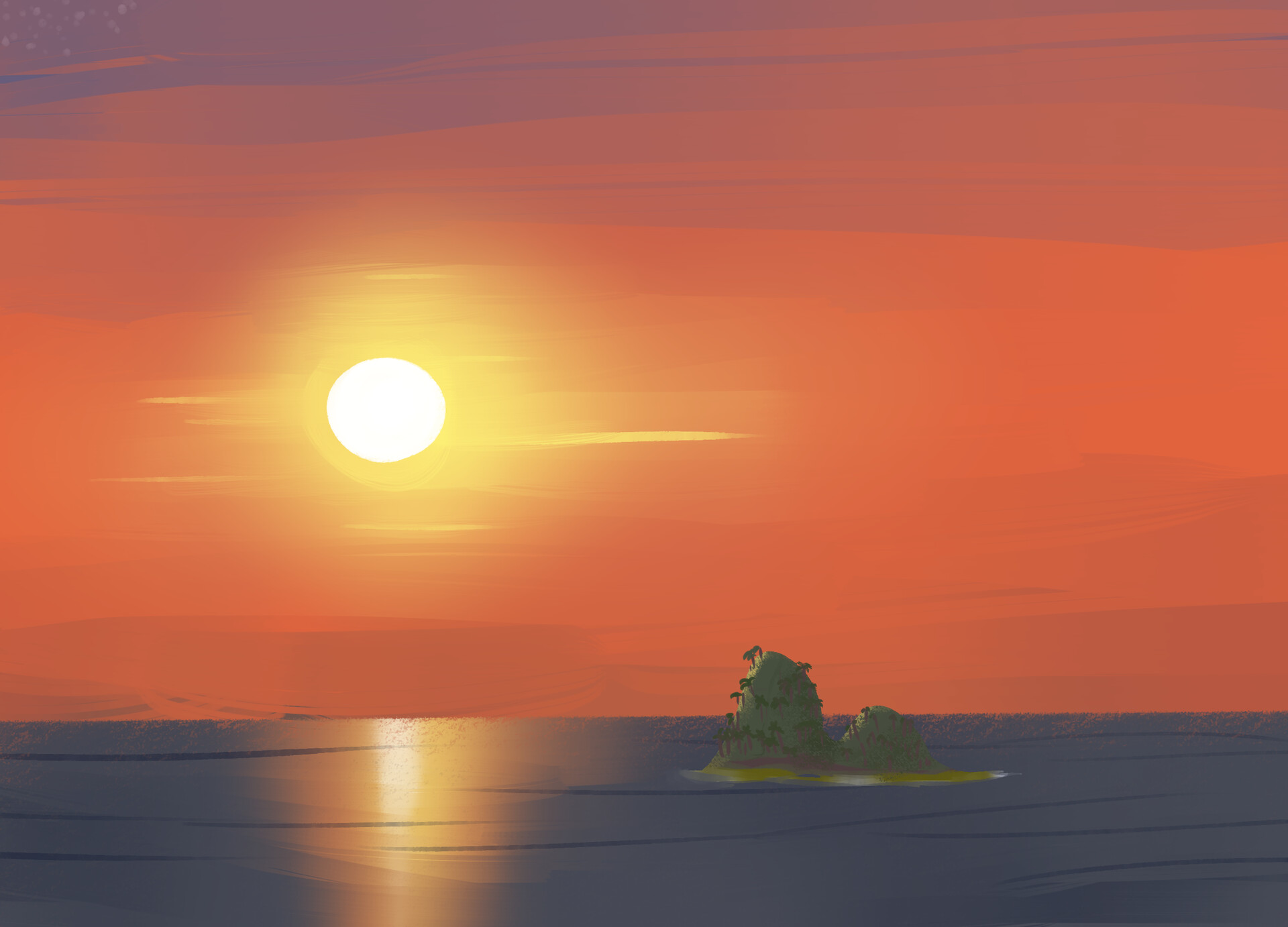 ArtStation - sun island landscape