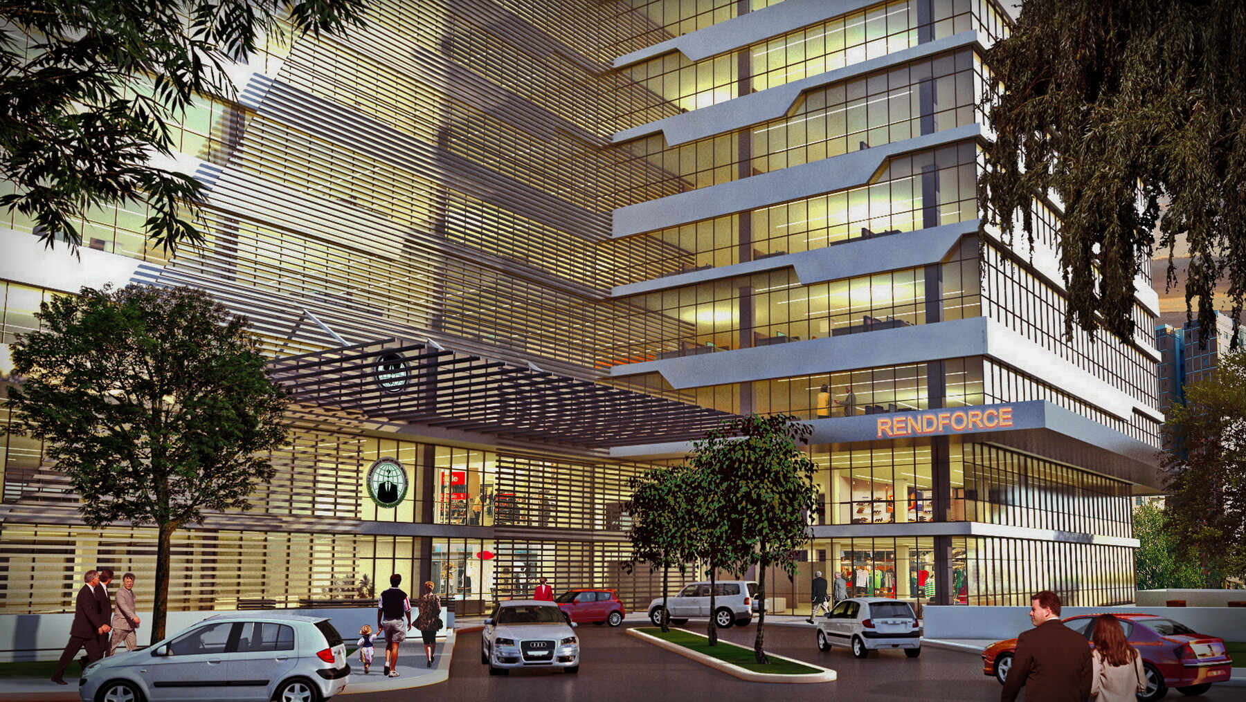 ArtStation - Exterior Rendering for Entry of Office Tower Building at ...