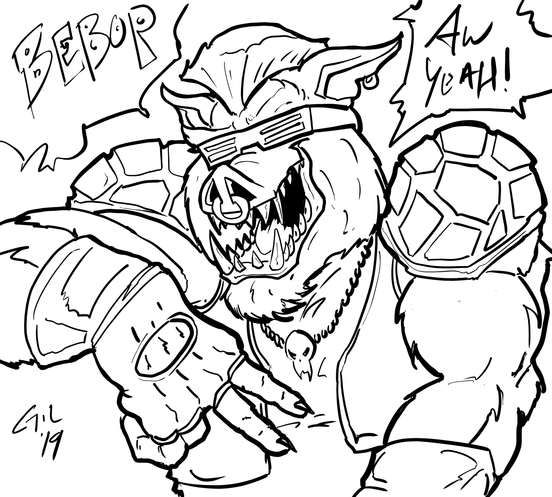 tmnt 2012 bebop coloring pages