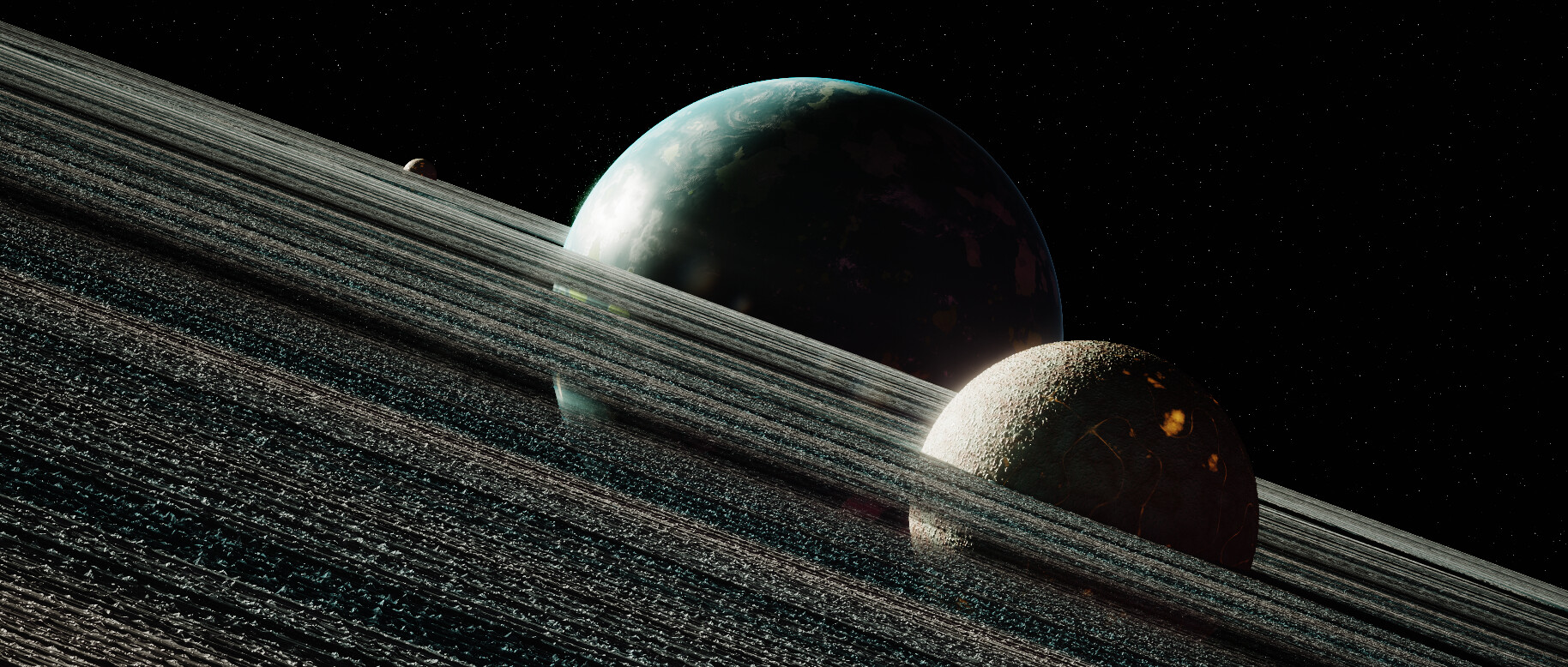 ArtStation - Procedural ringed planet and moons