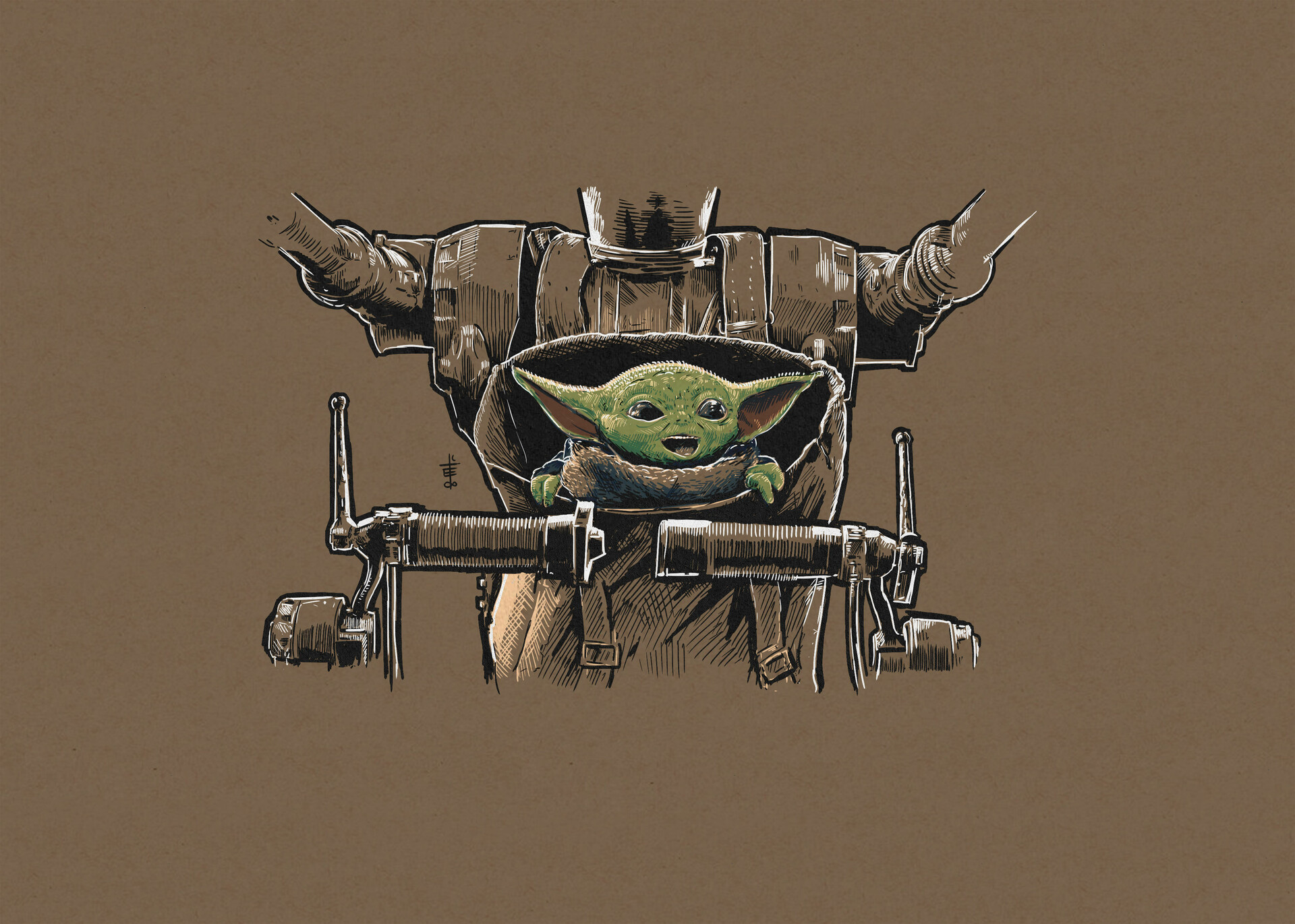 Eric Tecce - Speeder Bike - IG-11 & The Child (Baby Yoda) Study