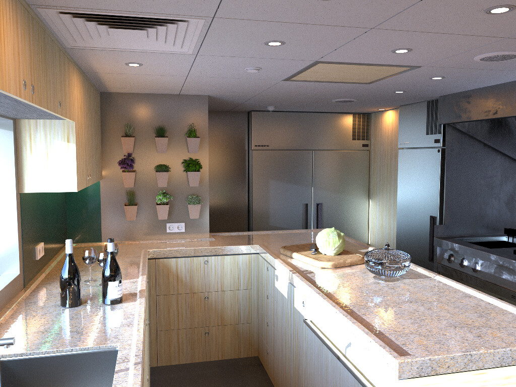 ArtStation - Ship's Galley Render using Renderman for Maya