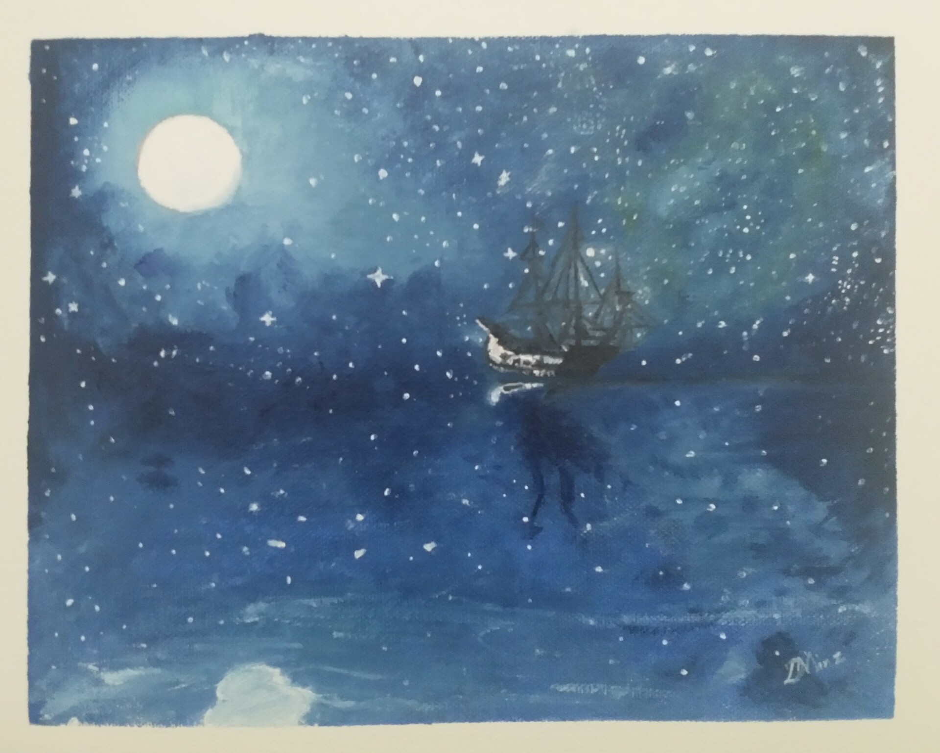 ArtStation - Ship in moonlight