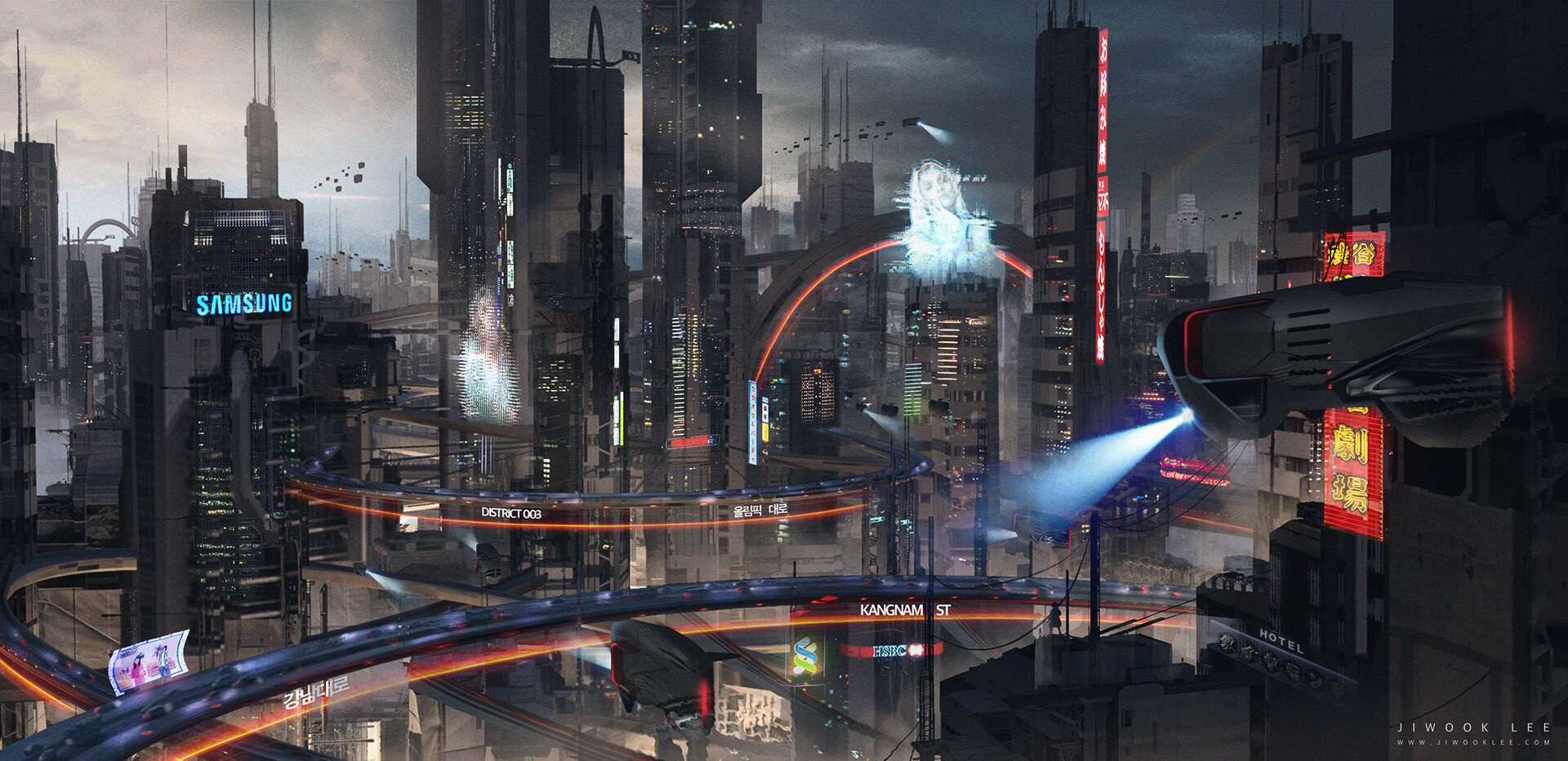 ArtStation - Neo Seoul - Kangnam, Jiwook Lee
