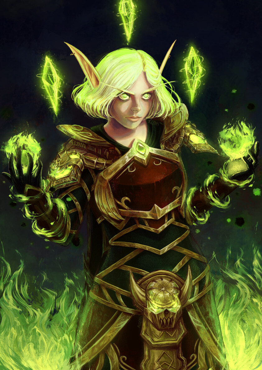 ArtStation - Blood elf warlock