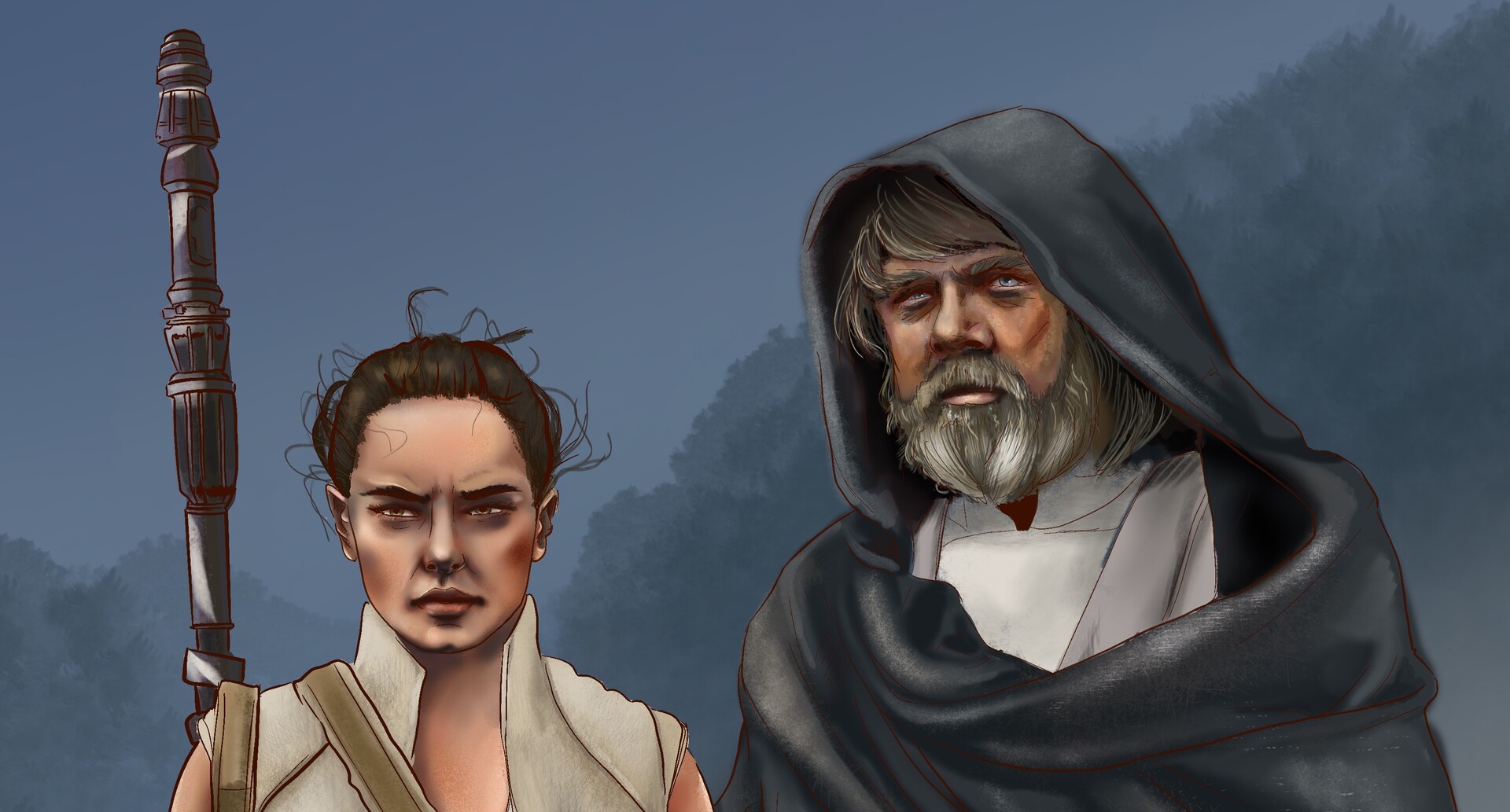 ArtStation - Rey and Luke