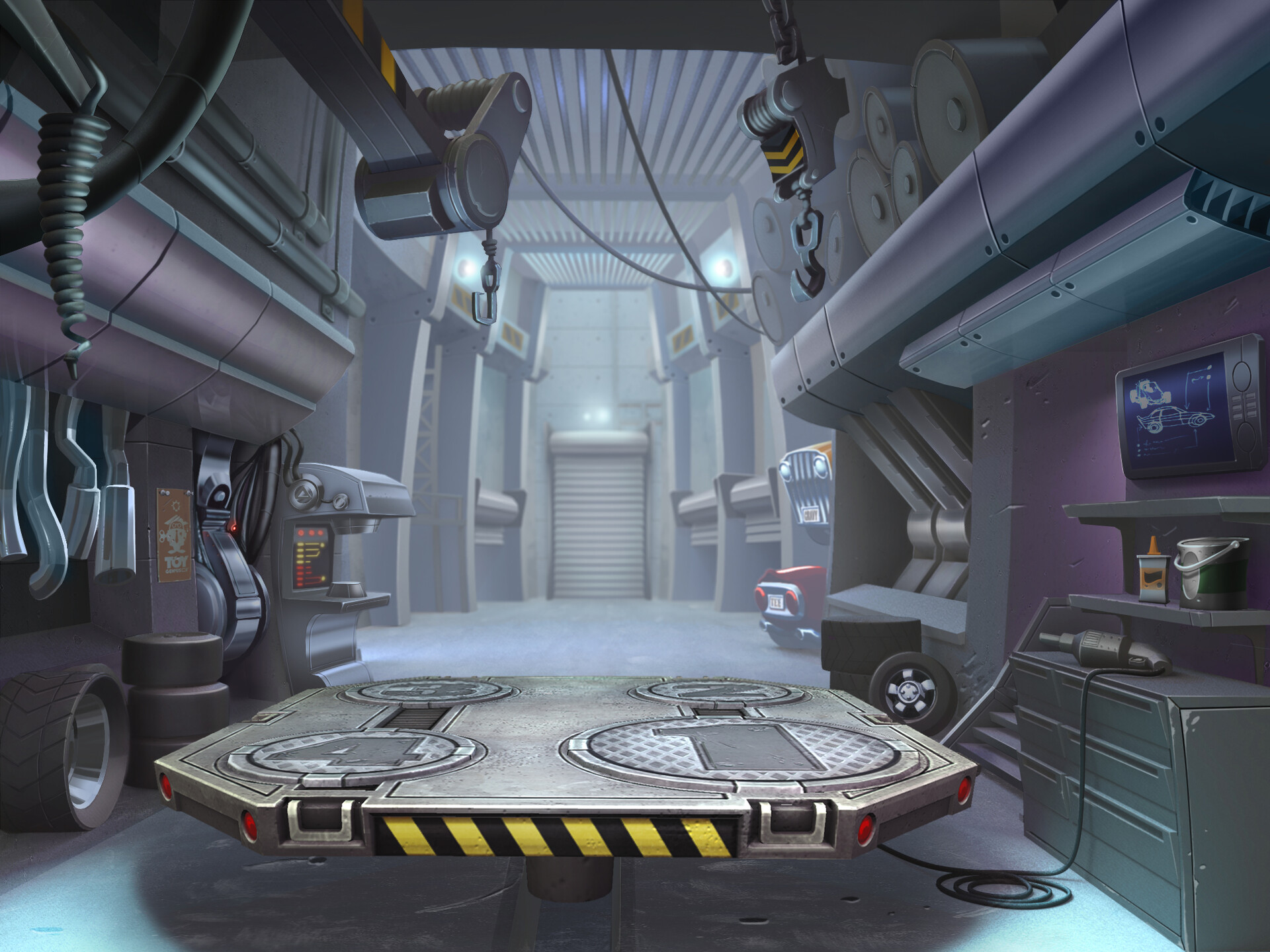 ArtStation - Stylized Garage Player Select Scene