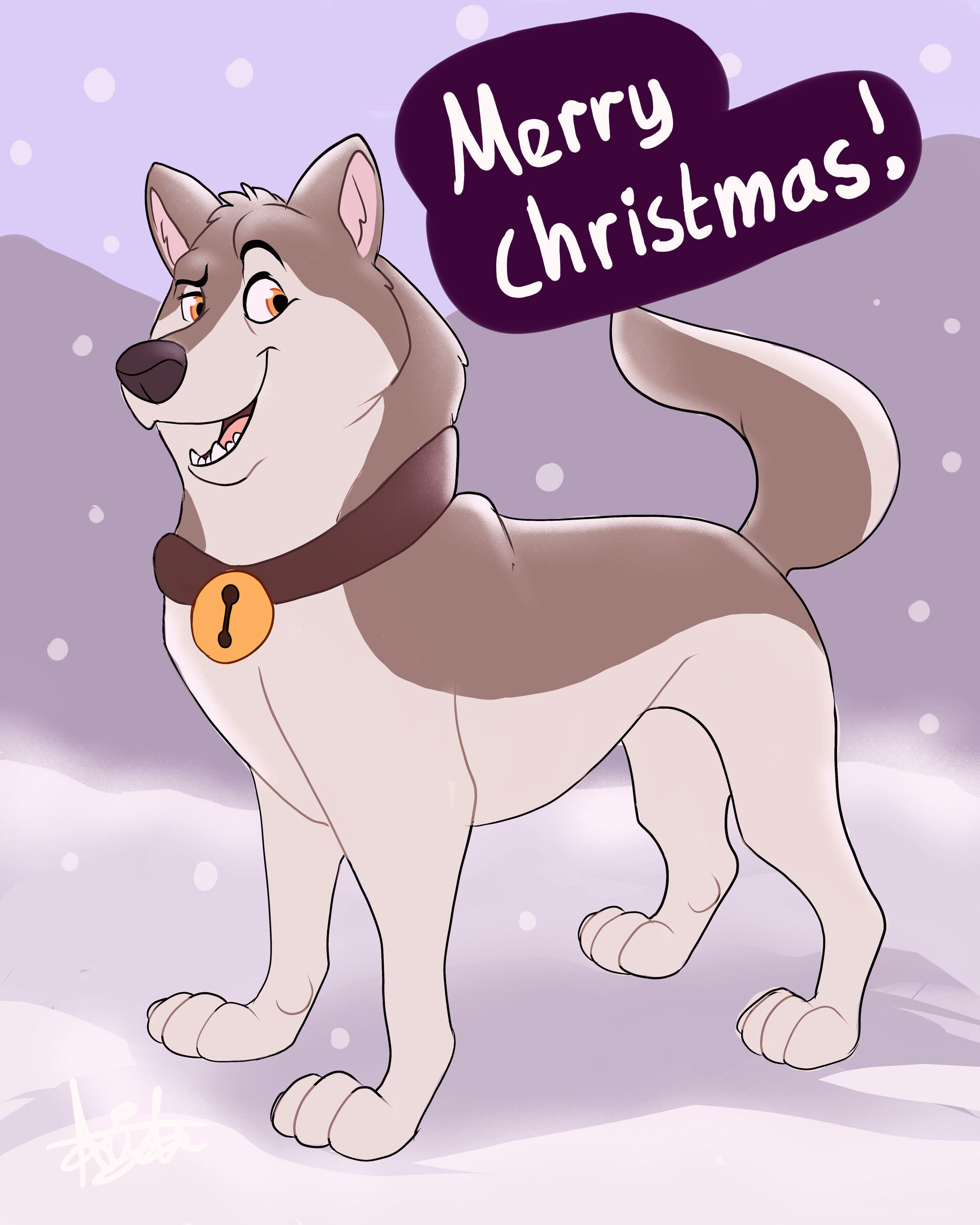 ArtStation - Merry christmas husky