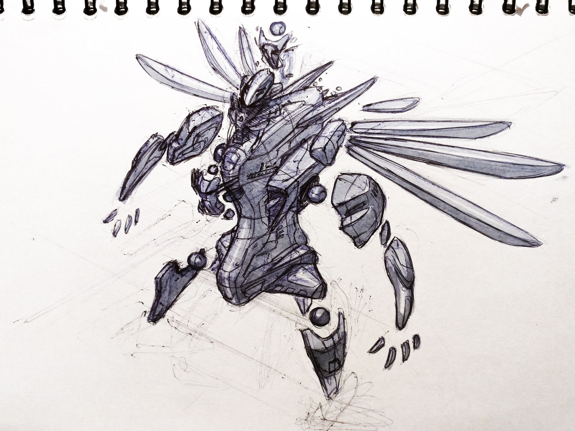 ArtStation - Alien combat drone concept sketch