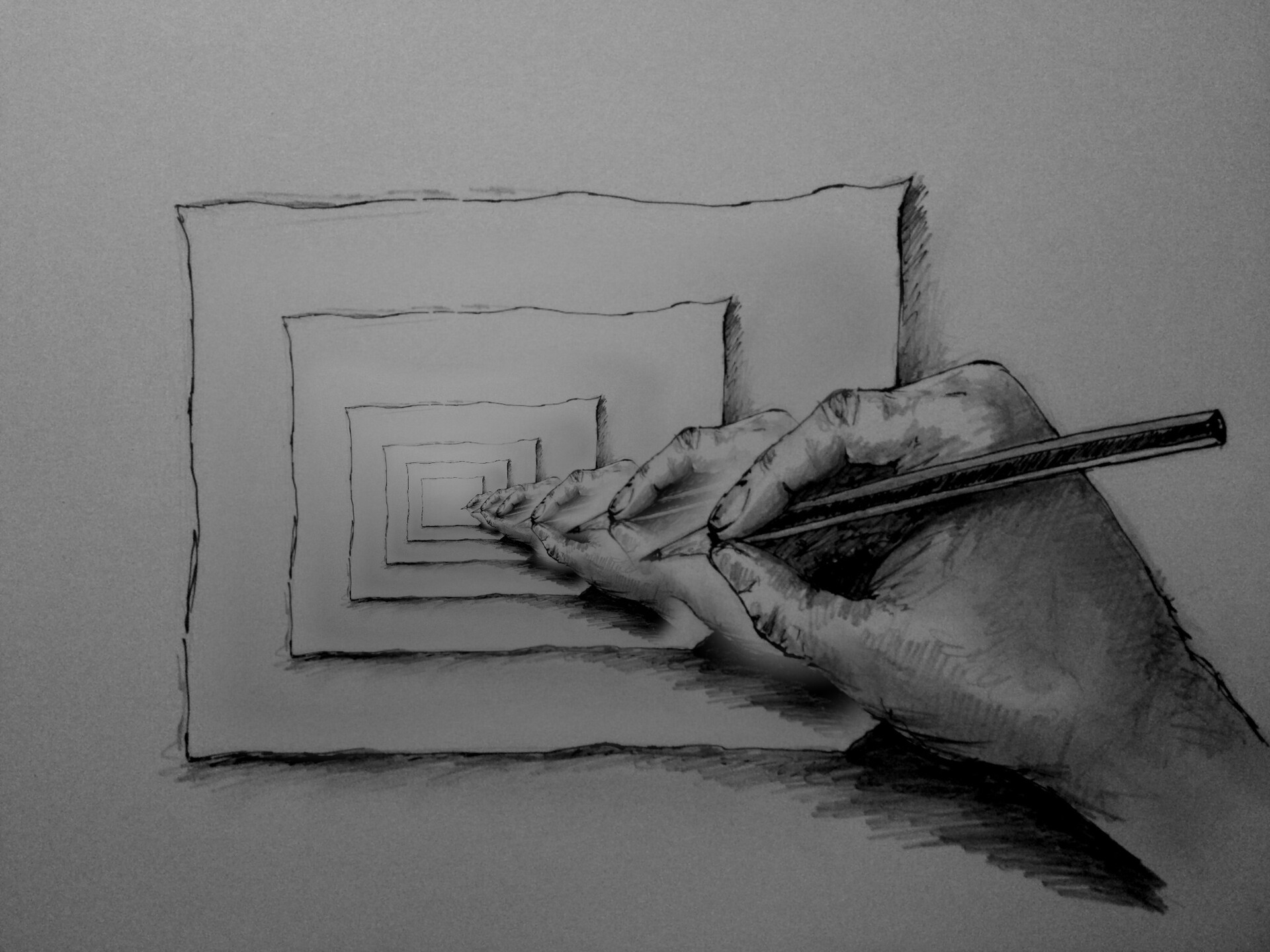 how to draw a hand illusion