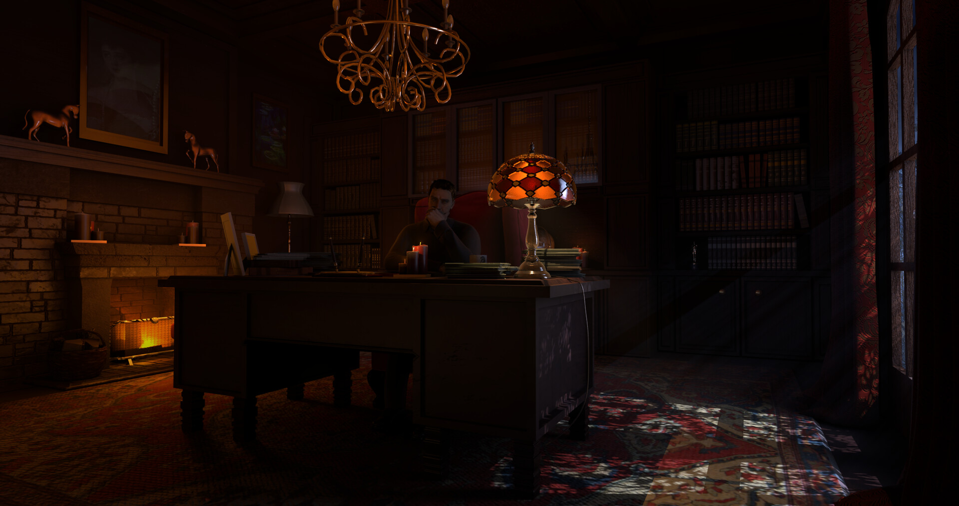ArtStation - Study room moonlight