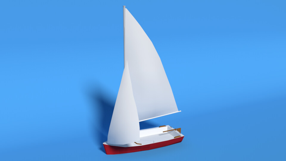 chroma 3D - Low Poly Cartoon Javelin Dinghy Sailboat