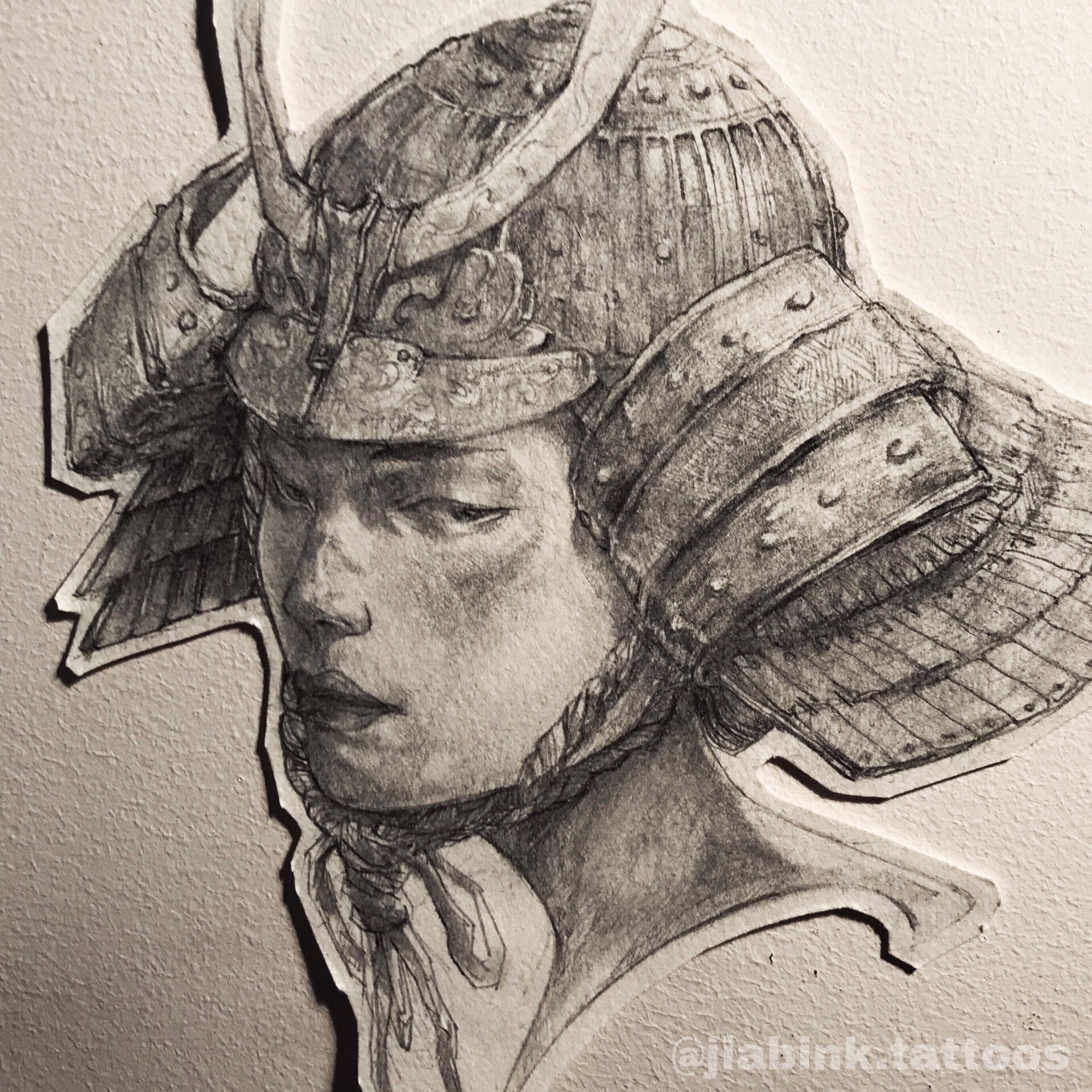 ArtStation - Female with Japanese helmet sketch