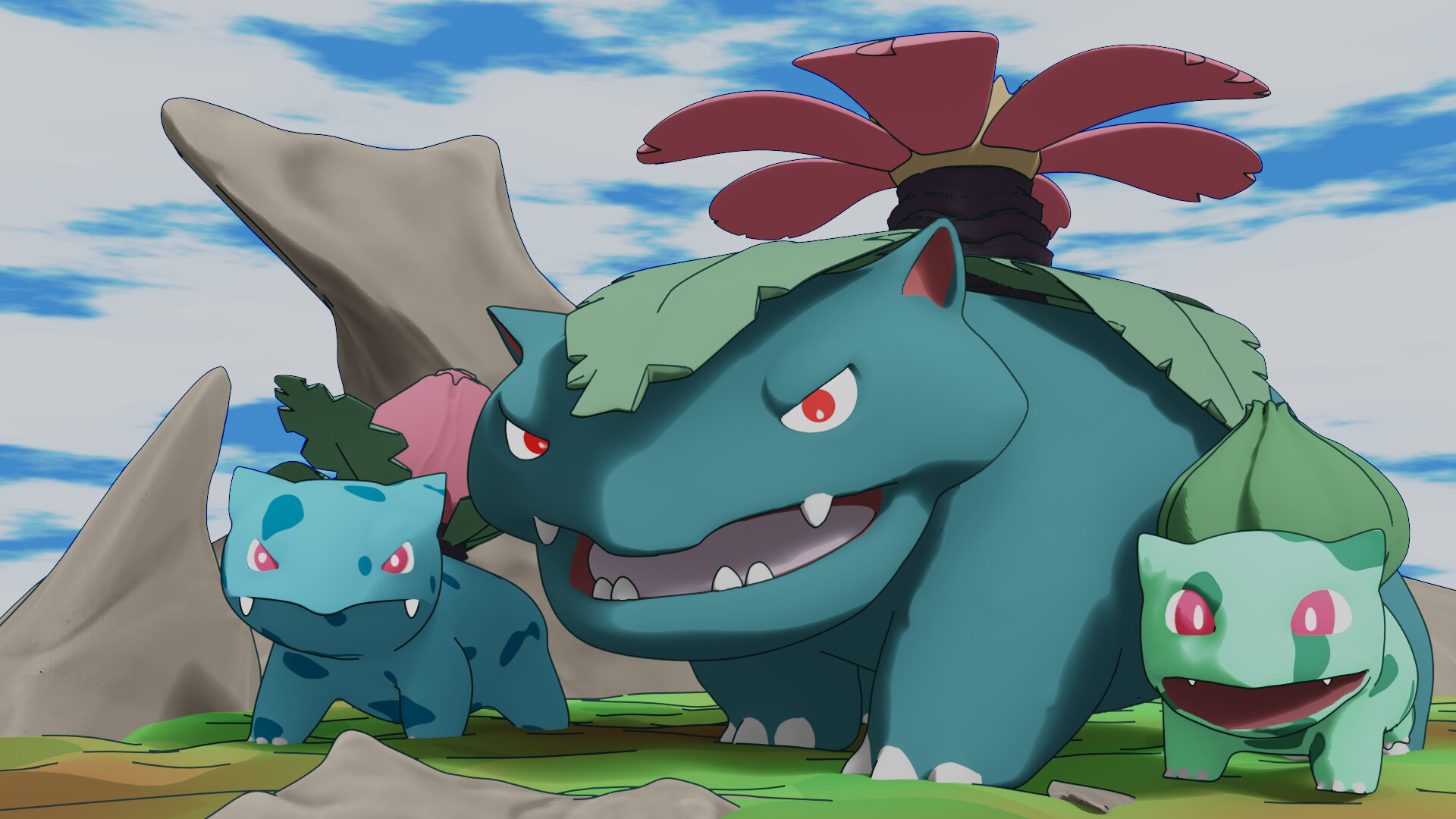 ArtStation - Bulbasaur, Ivysaur and Venusaur fanart