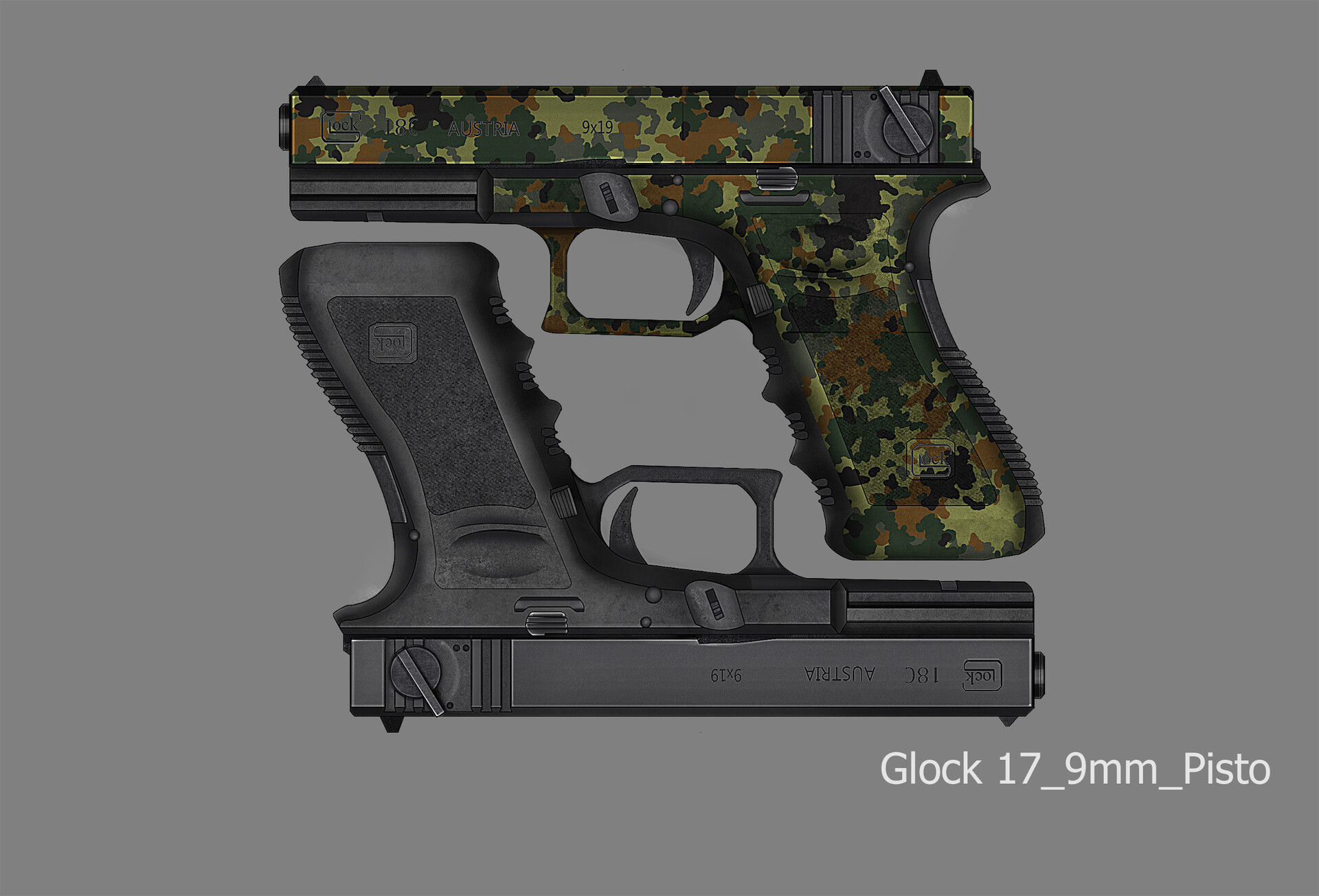 ArtStation - 2D G17 pistol by Photoshop